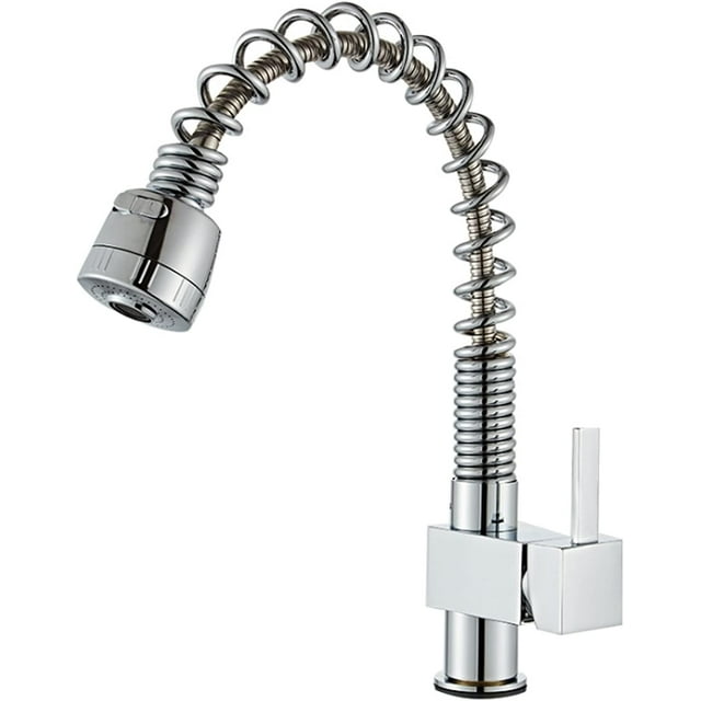 Spring Kitchen Faucet, Brass Single-Handle Pull-Out Hot and Cold Water ...