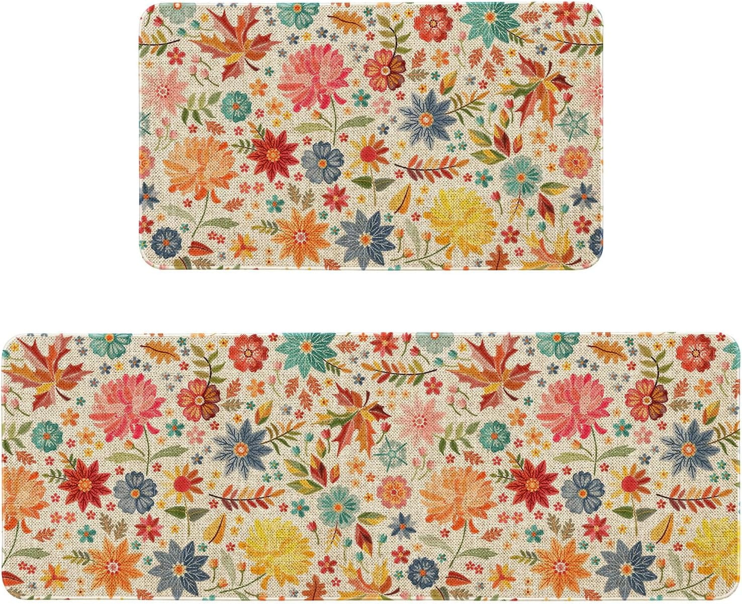 Spring Kitchen Rugs Sets of 2, Spring Kitchen Mats Home Decor, Colorful ...