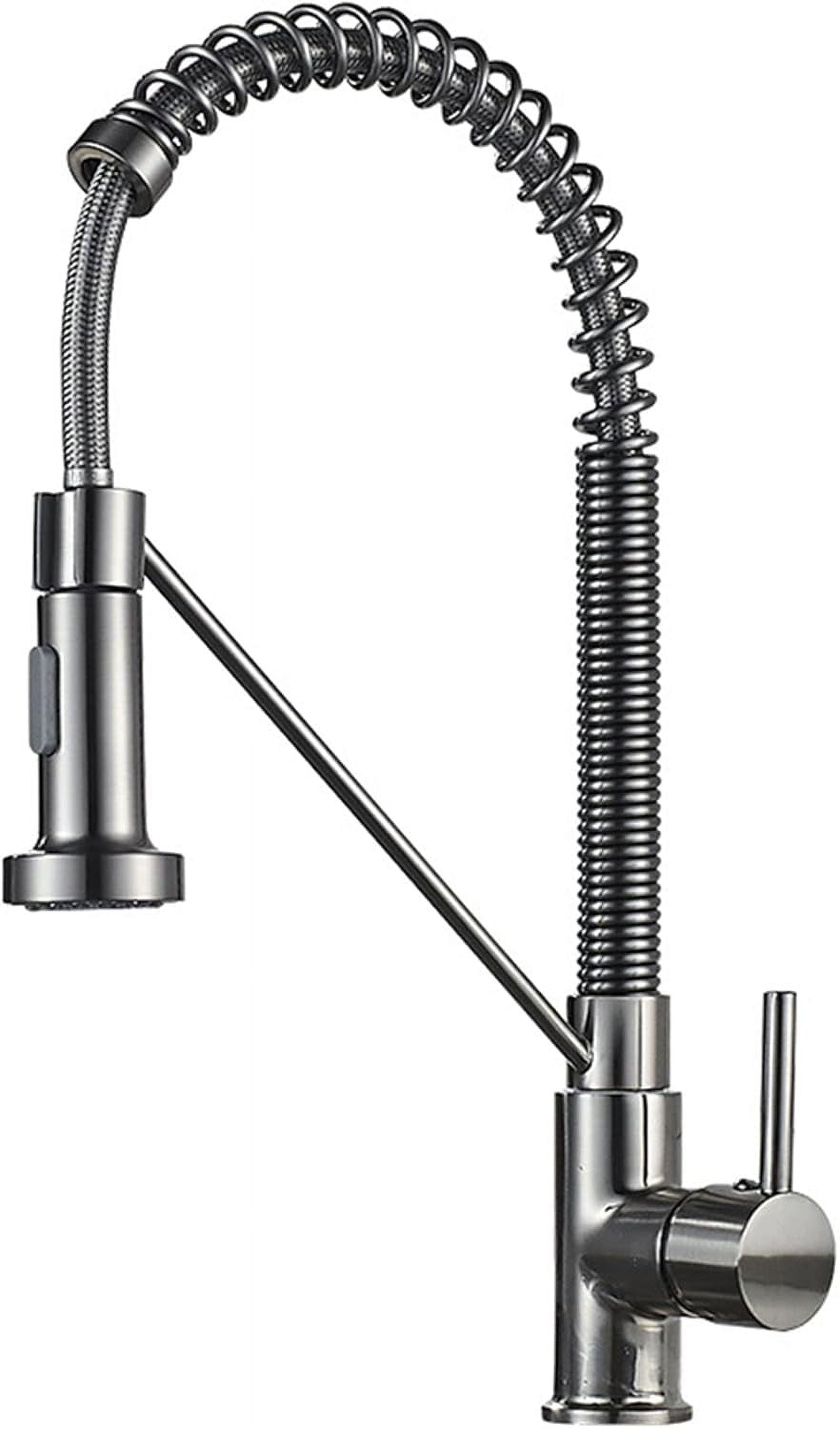 Spring Kitchen Sink Brass Brushed Nickel Kitchen Faucet with 2-Modes ...