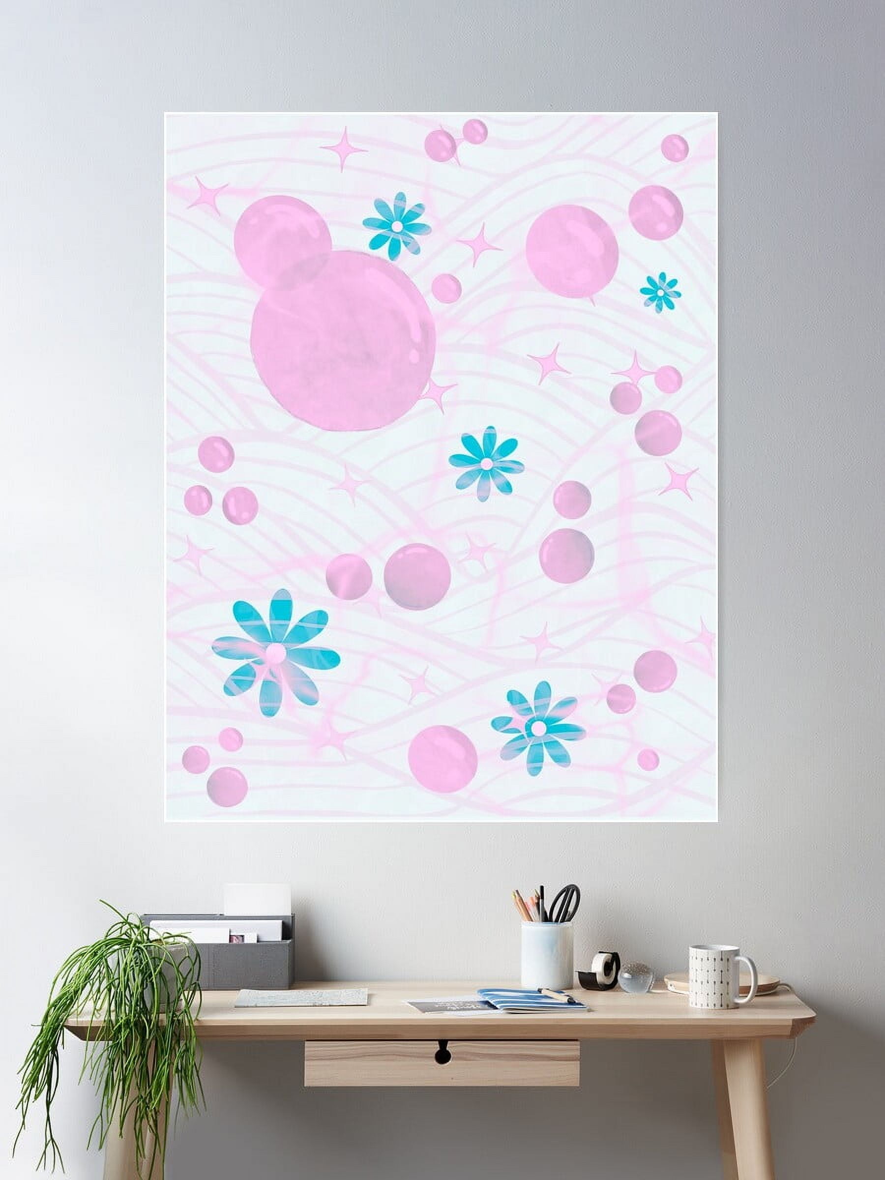 Spring Lake Inspired Cute Pink Bubble Pattern Poster Wall Art, Modern ...
