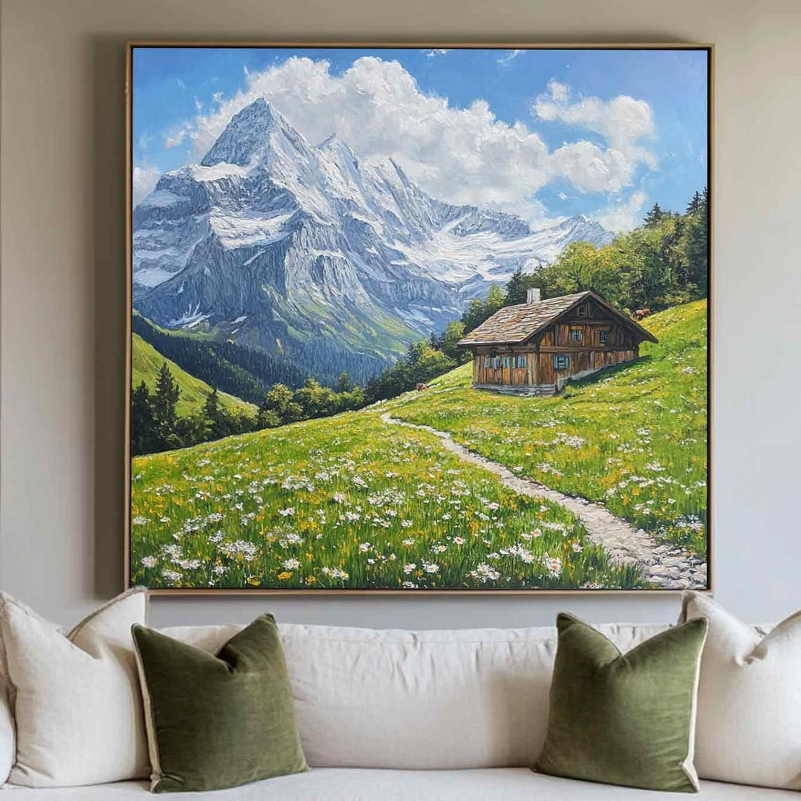 Spring Landscape Art, Landscape Abstract Art, Mountain Art, House Art, Landscape, Landscape ...