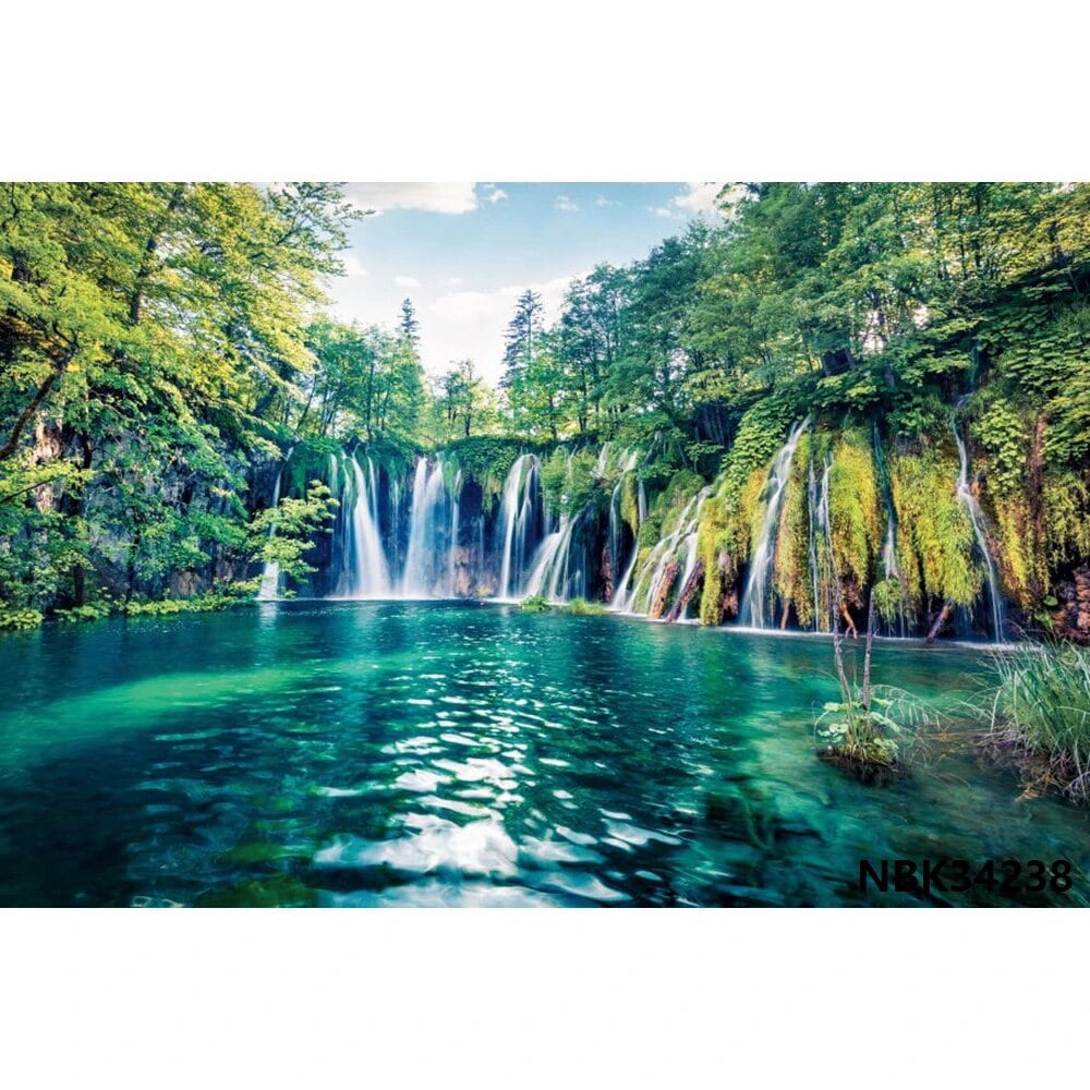 Spring Landscape Mountain Sky Clouds Flowers Waterfall Nature Scenery ...
