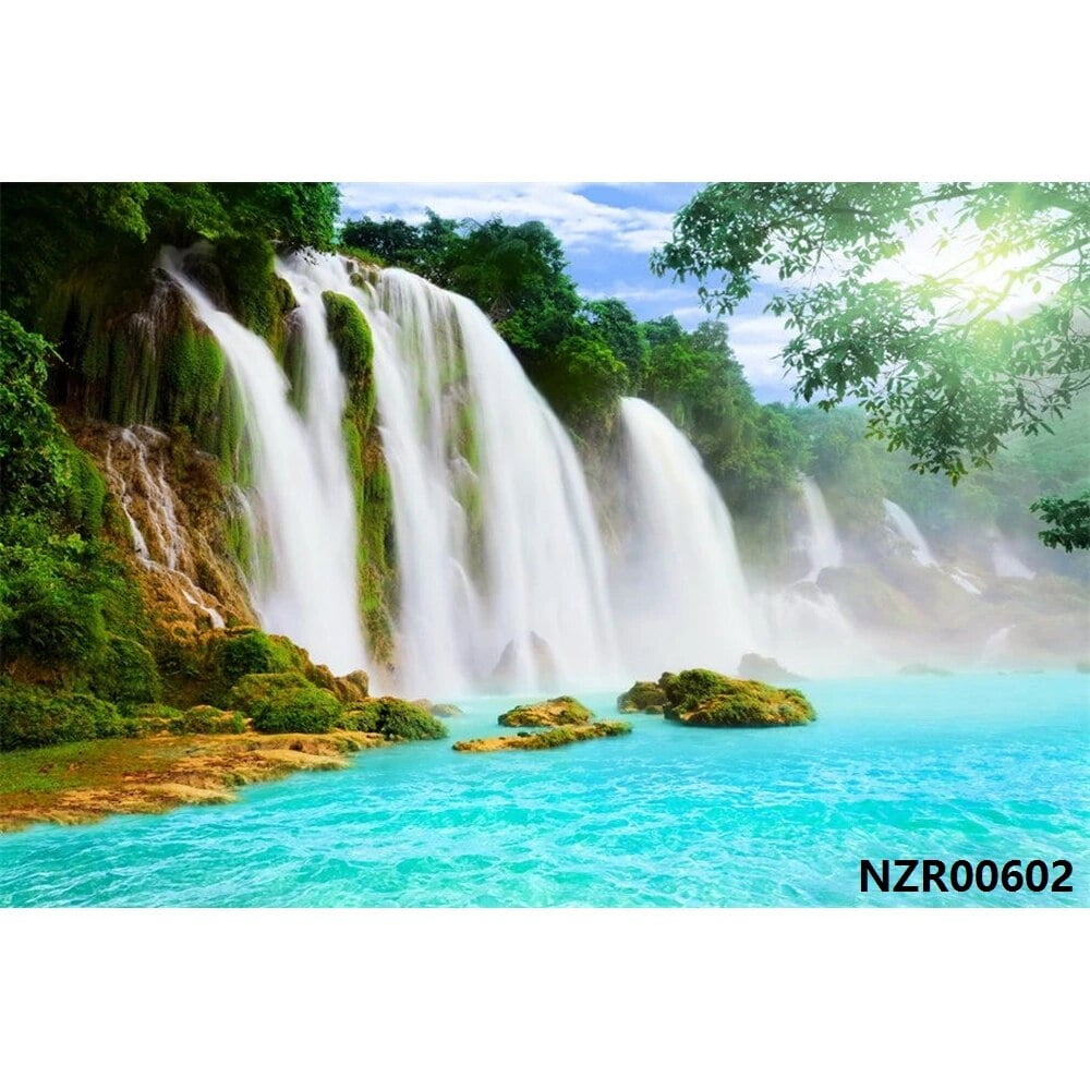 Spring Landscape Mountain Sky Clouds Flowers Waterfall Nature Scenery ...