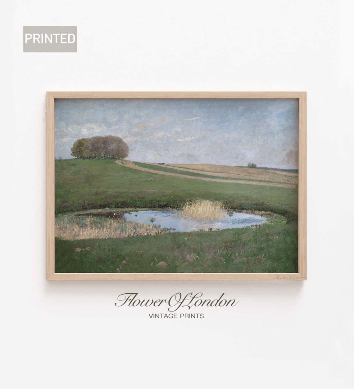 Spring Landscape Print Vintage Summer Bloom Blooming Trees Blossoming ...