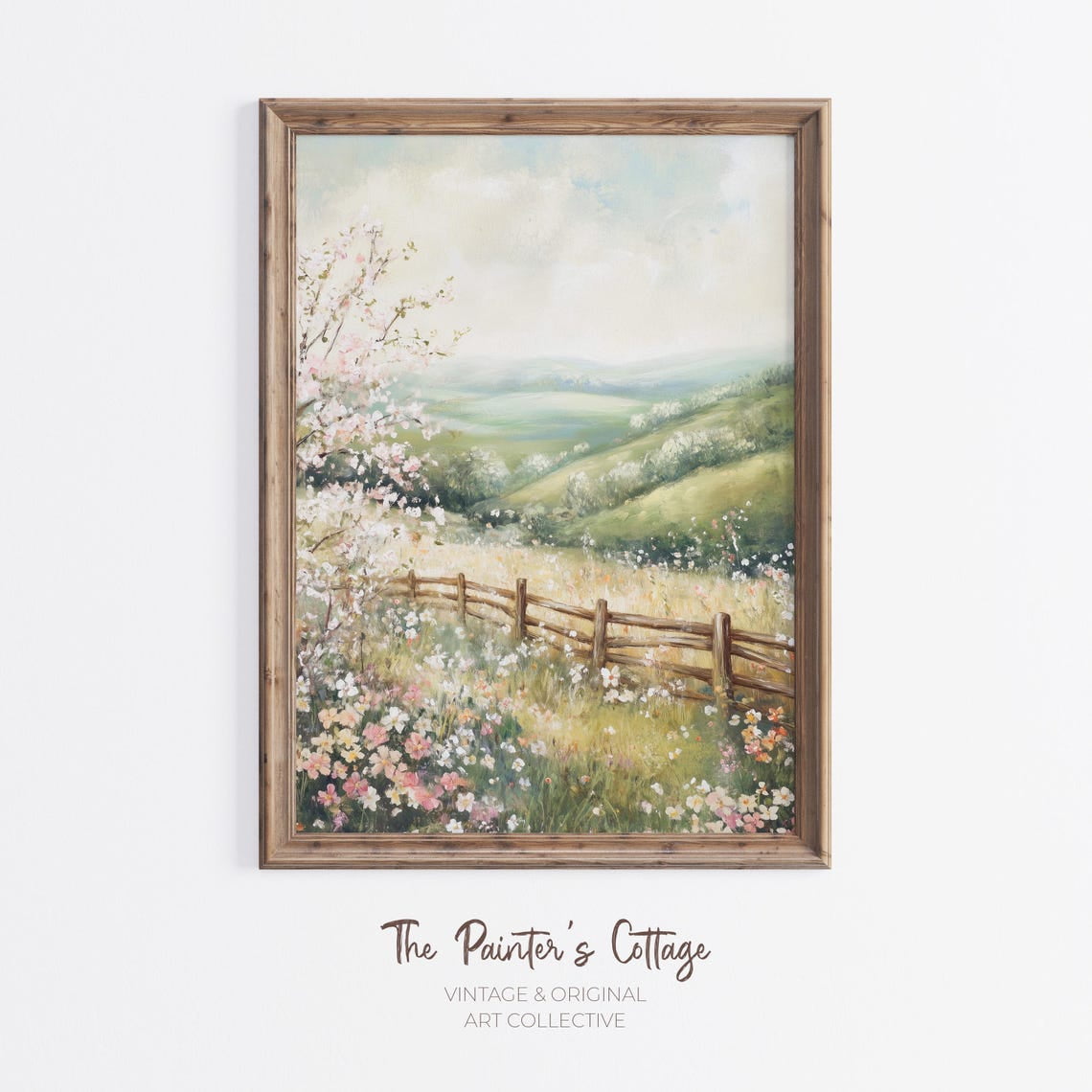 Spring Landscape, Wildflower Meadow Print, Pastoral Countryside Wall ...