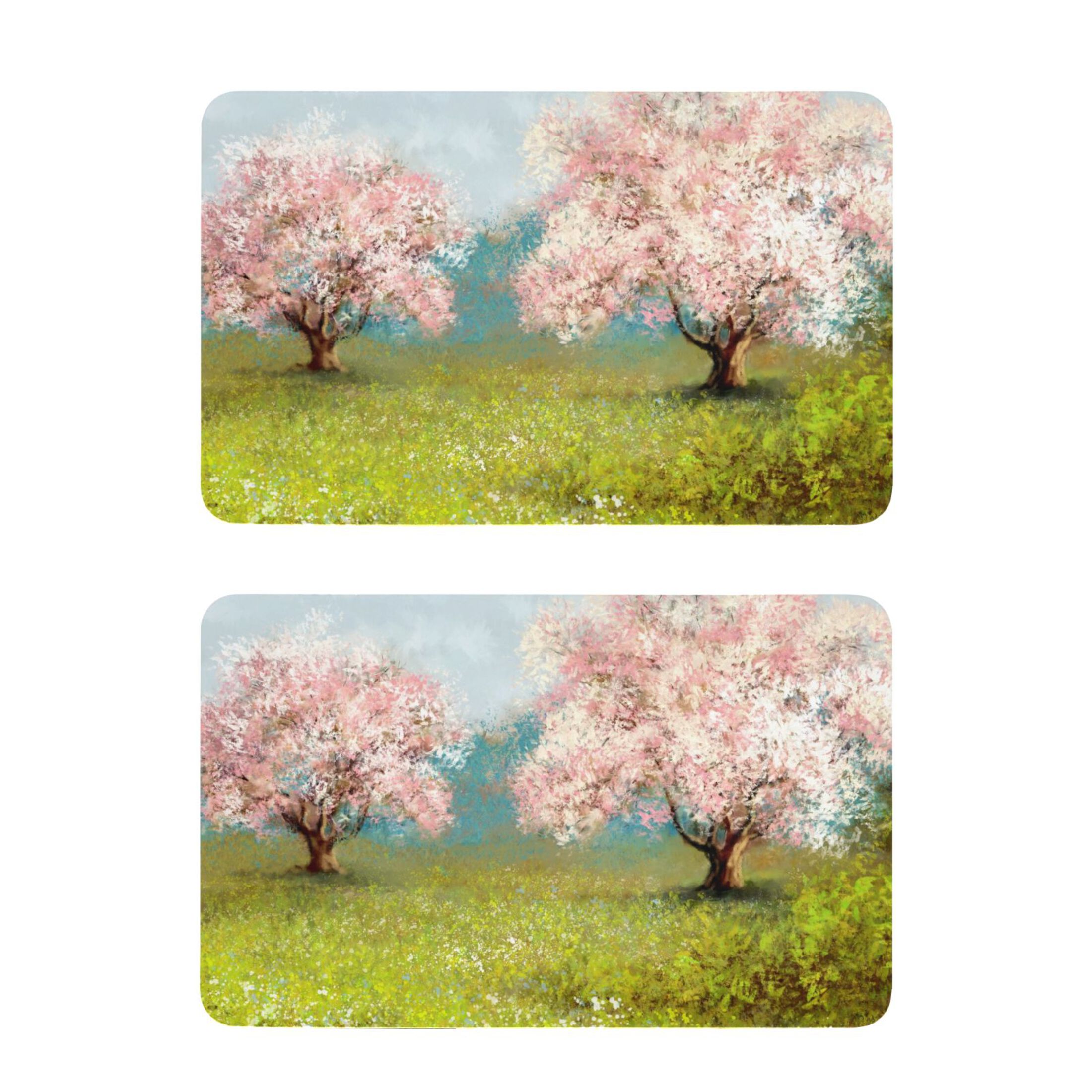 Spring Landscape with Pink Tree Fridge Magnetic Sticker Refrigerator ...