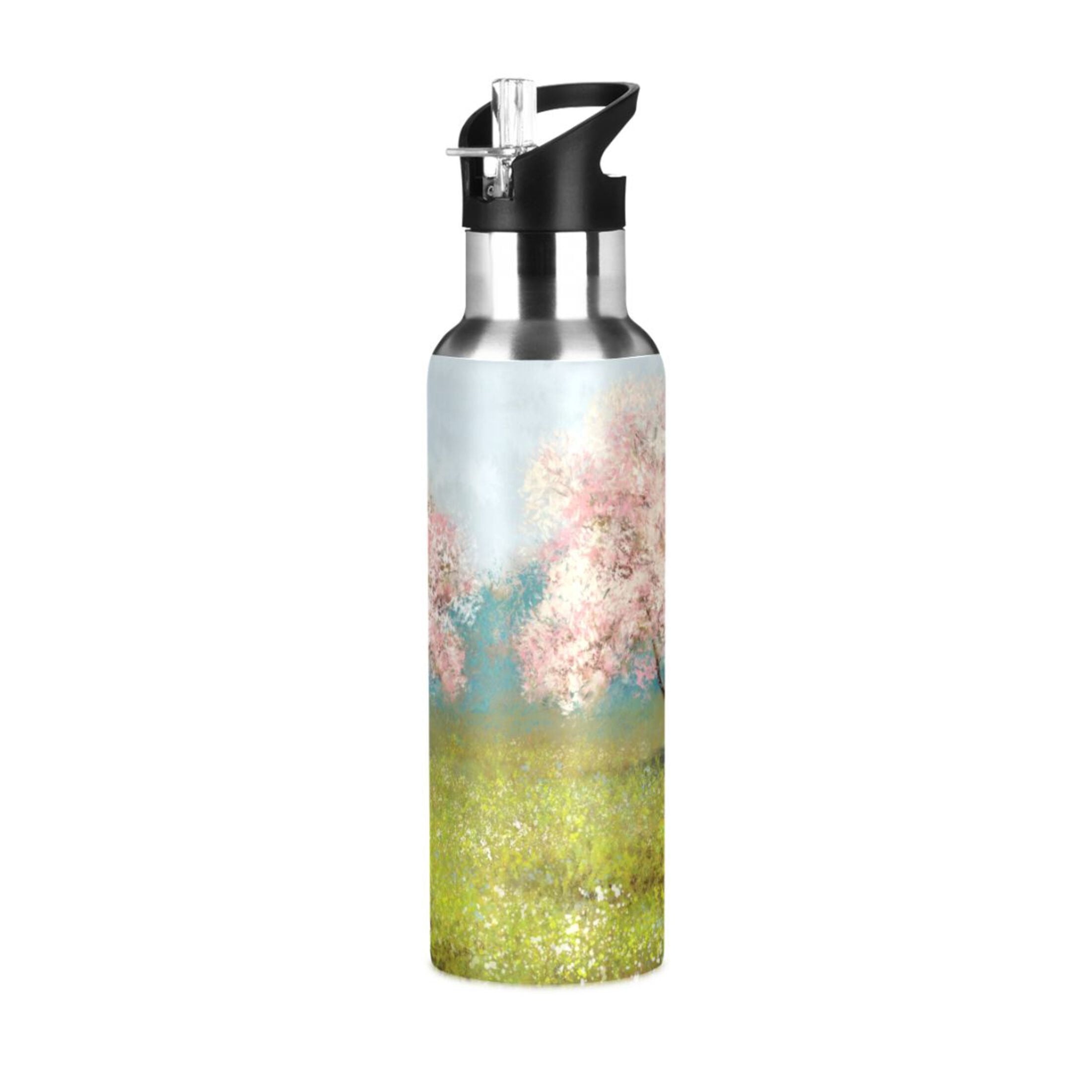 Spring Landscape with Pink Tree Water Bottles Insulated Thermos Kids ...