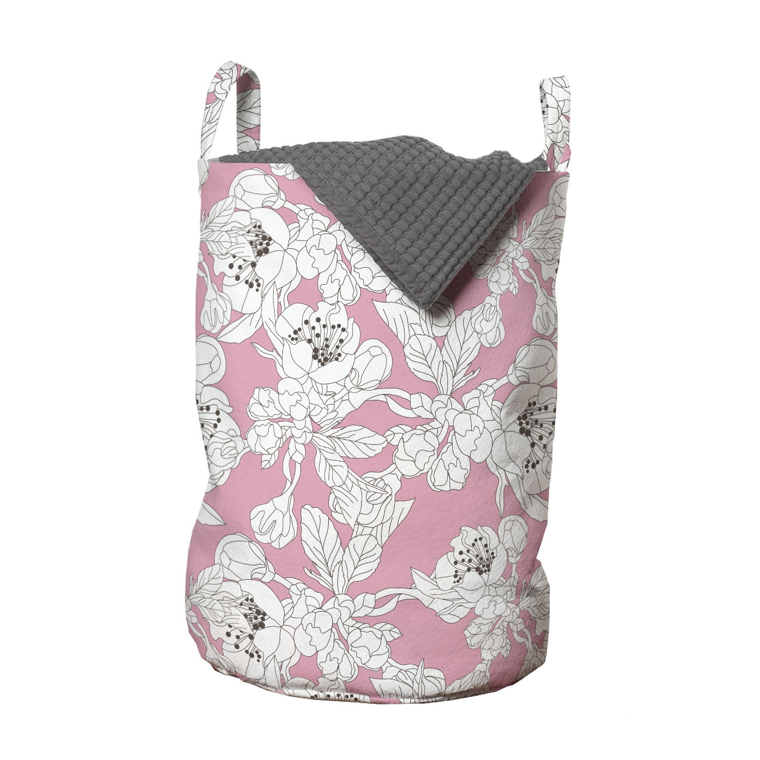 Spring Laundry Bag, Repeating Motif of Cherry Blossom Petals Flowering ...