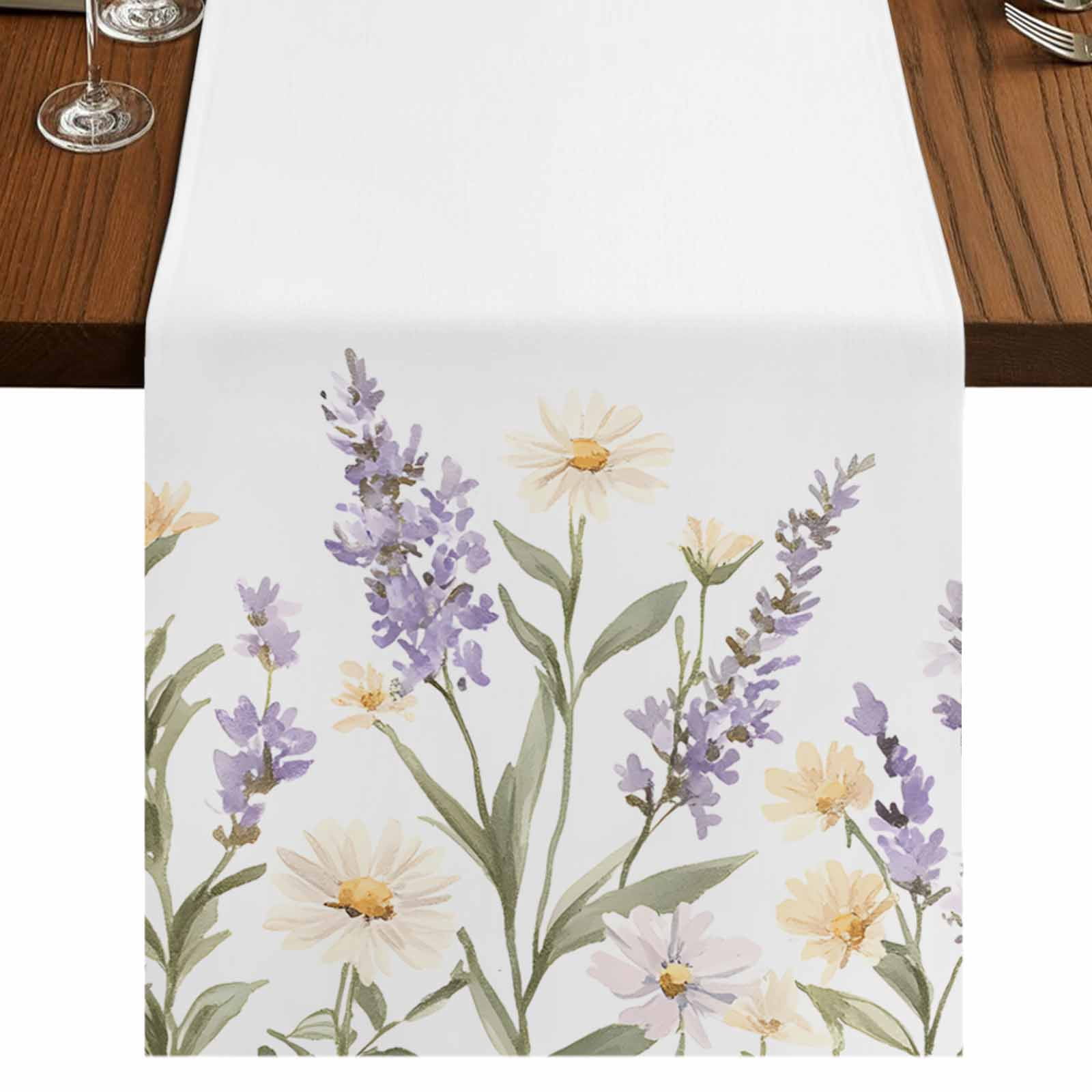 Spring Lavender 120 Inch Table Runner, Farmhouse Floral Pastoral ...