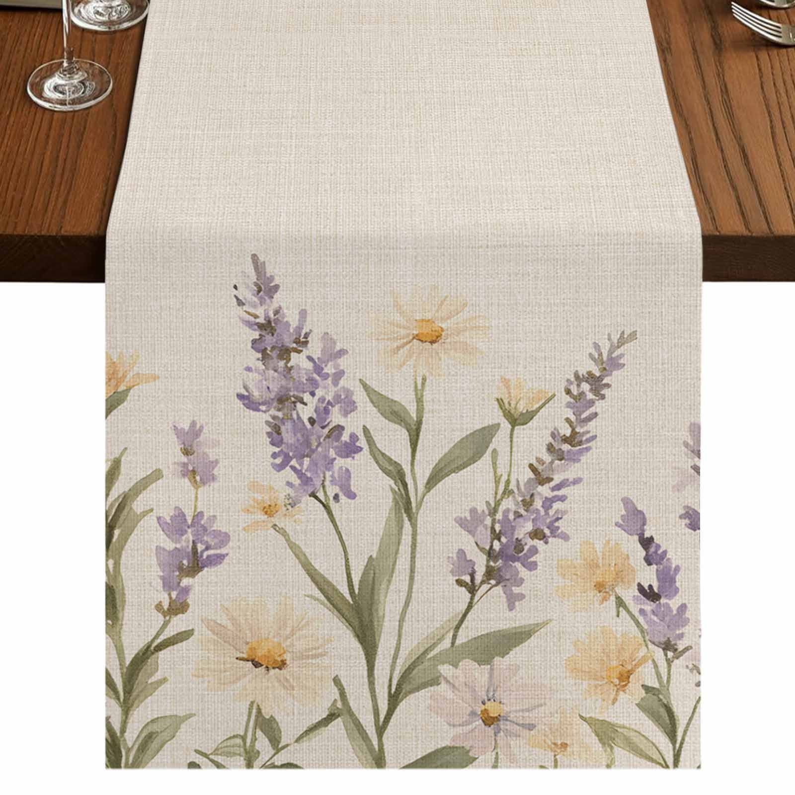 Spring Lavender 70 Inch Table Runner, Farmhouse Floral Vintage ...
