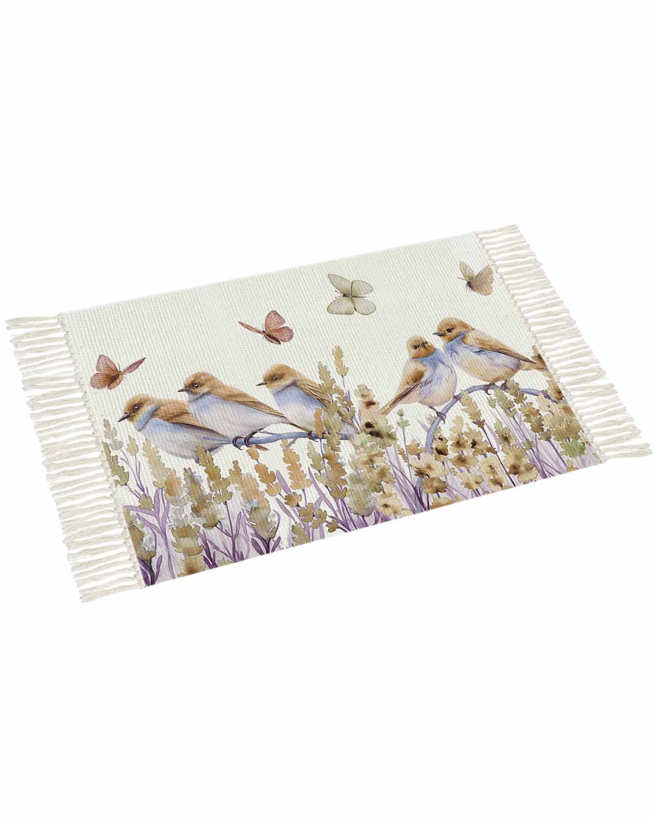 Spring Lavender Entryway Rug 3'x5', Washable Woven Cotton Area Rug with ...