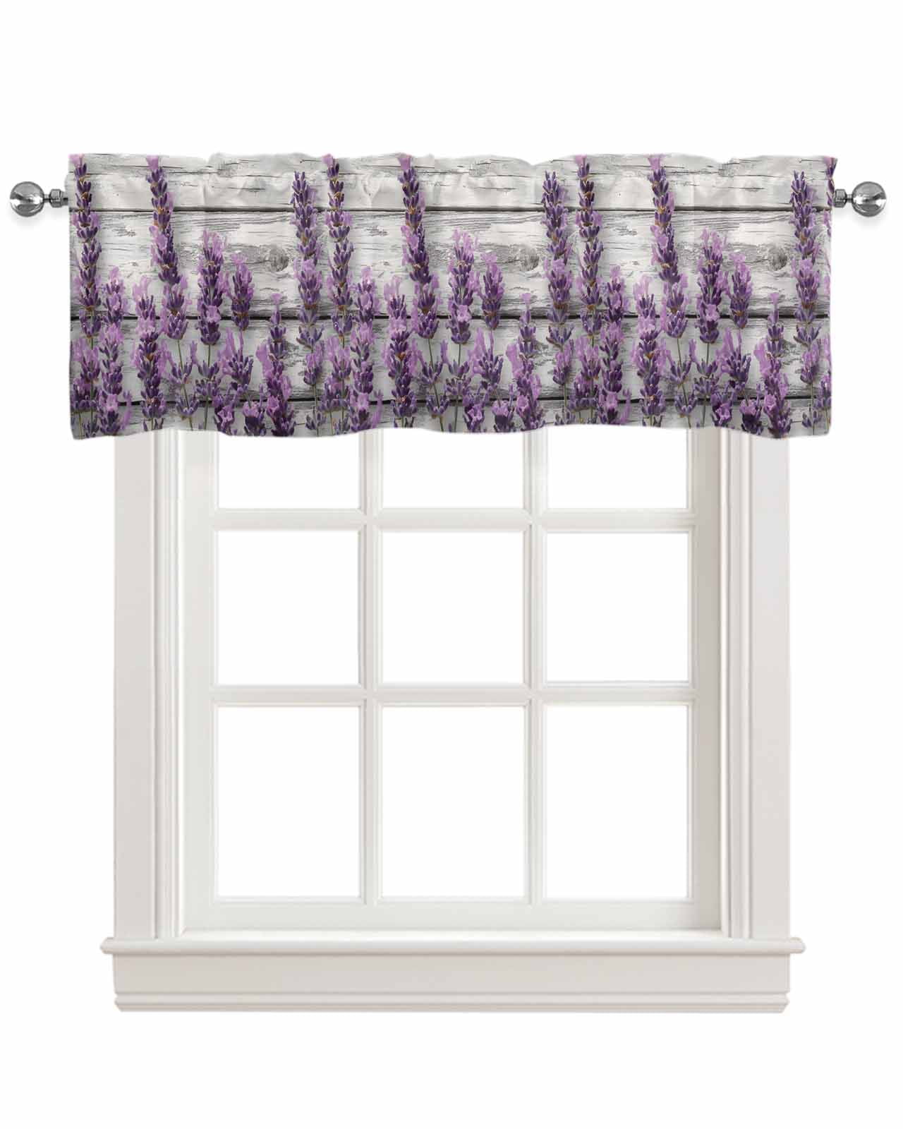 Spring Lavender Floral Kitchen Valances for Windows Farmhouse Linen ...