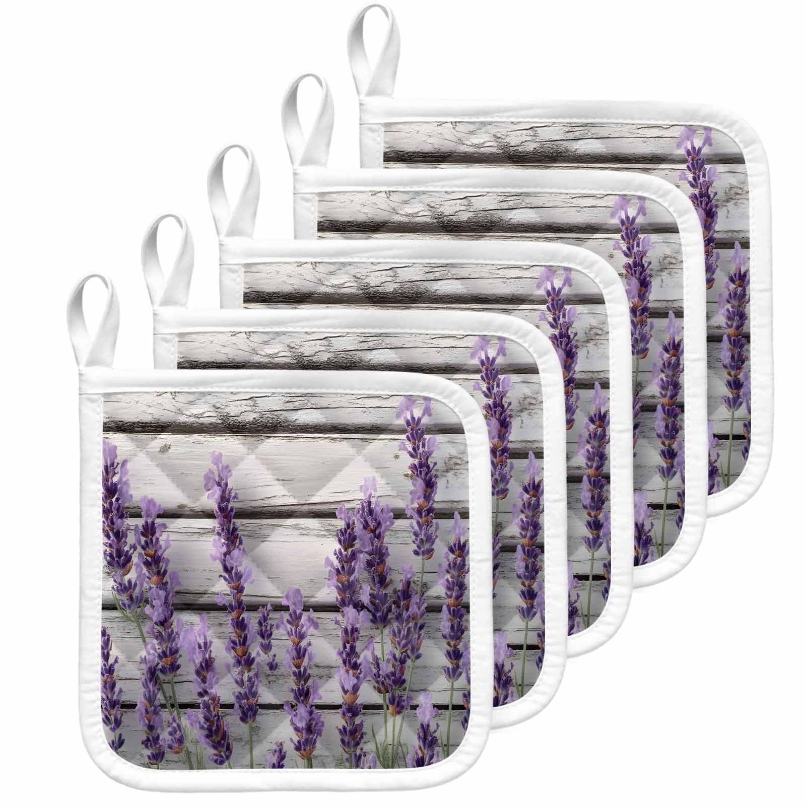 Spring Lavender Floral Pot Holders for Kitchen Heatproof Potholder, 5 ...