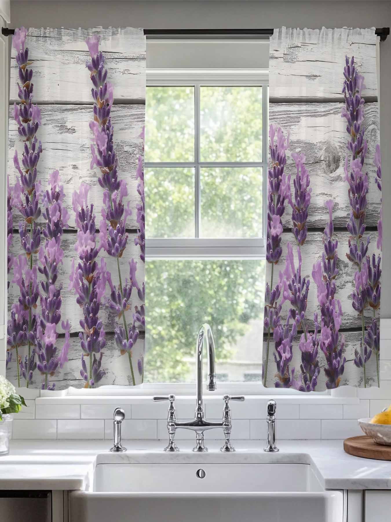 Spring Lavender Floral Sheer Curtains for Living Room Bedroom ...
