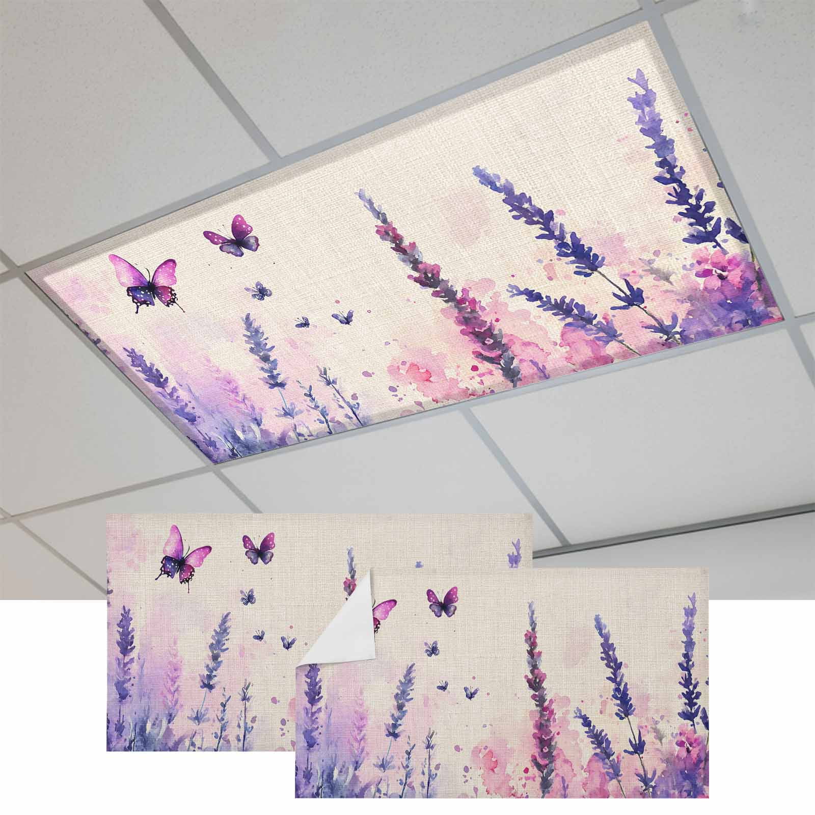 Spring Lavender Magnetic Fluorescent Light Covers for Ceiling Lights ...