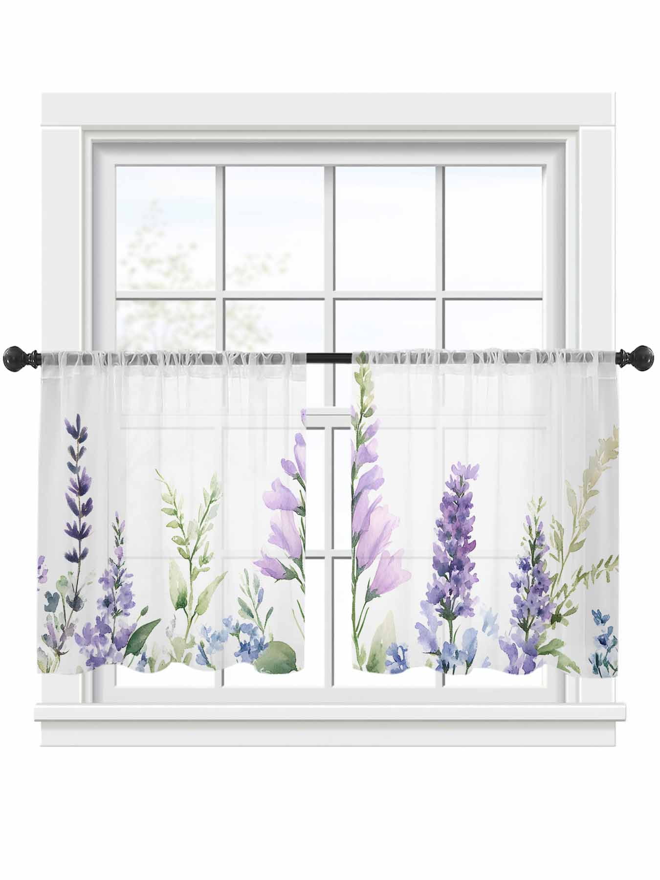 Spring Lavender Sheer Curtains 54 Inch Long 2 Panels, Idyllic ...