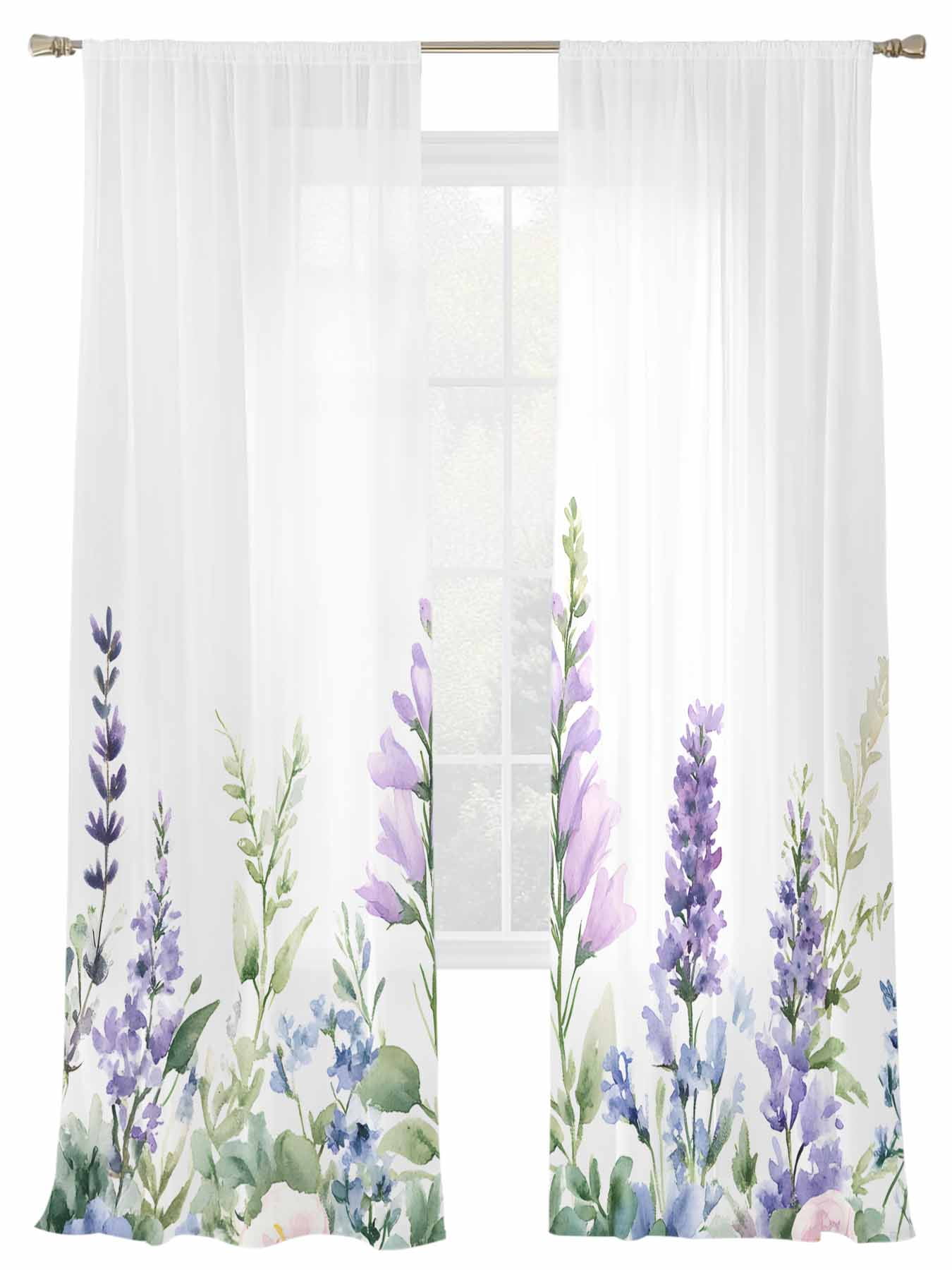 Spring Lavender Sheer Curtains for Living Room Bedroom, Idyllic ...