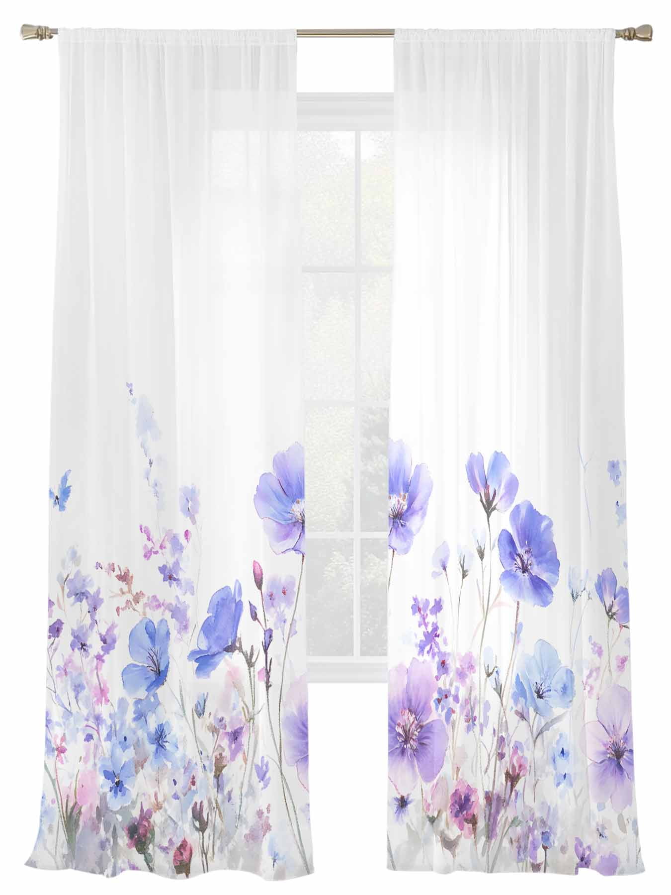 Spring Lavender Sheer Curtains for Living Room Bedroom, Idyllic ...