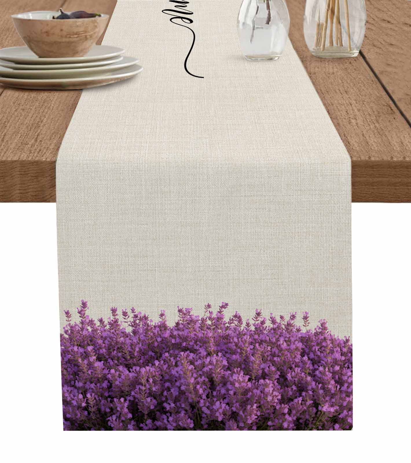 Spring Lavender Table Runner 70 Inches, Farmhouse Pastoral Purple ...