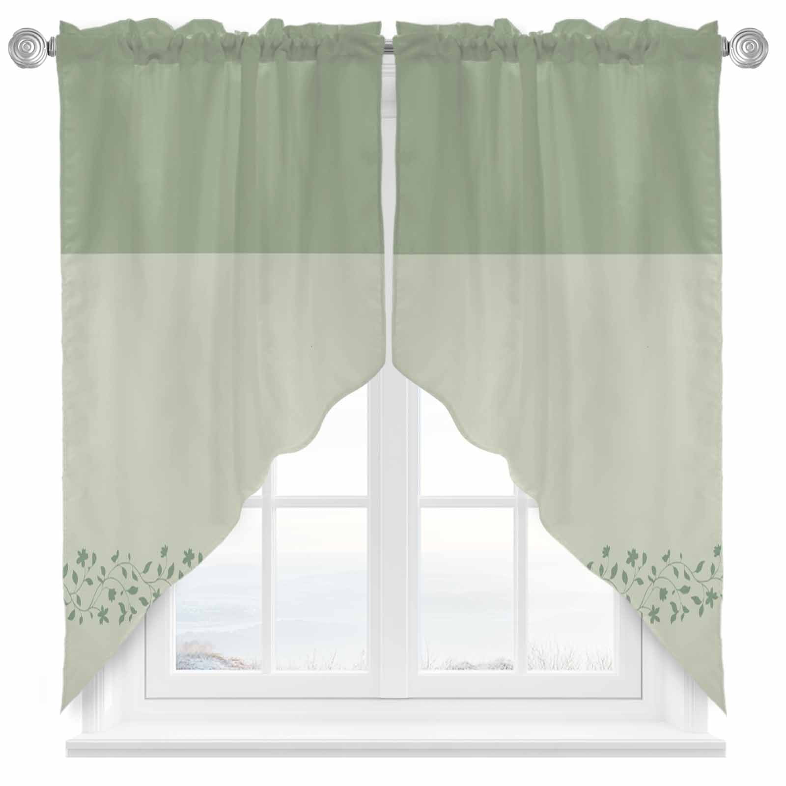 Spring Leaf Swag Kitchen Curtain Valances, Simple Spring Sage Green ...