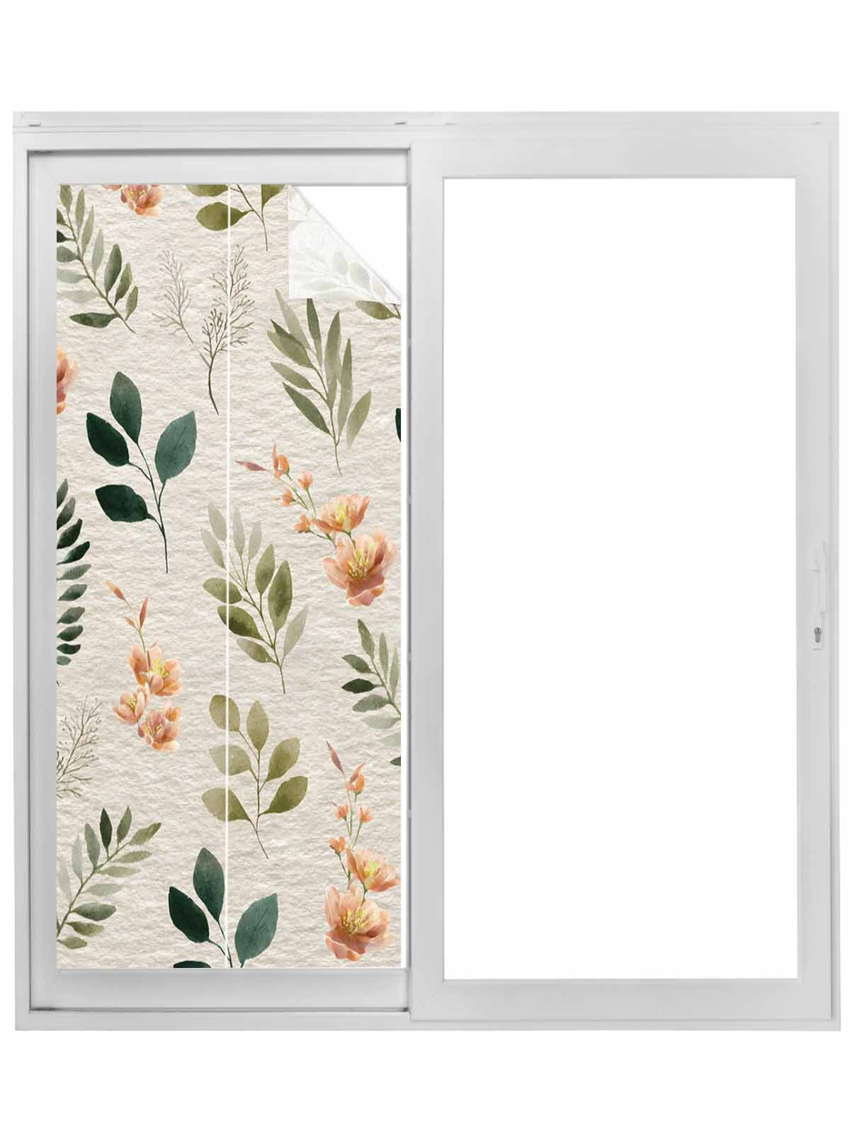 Spring Leaves Flowers Window Privacy Film, Country Flower Pastoral ...