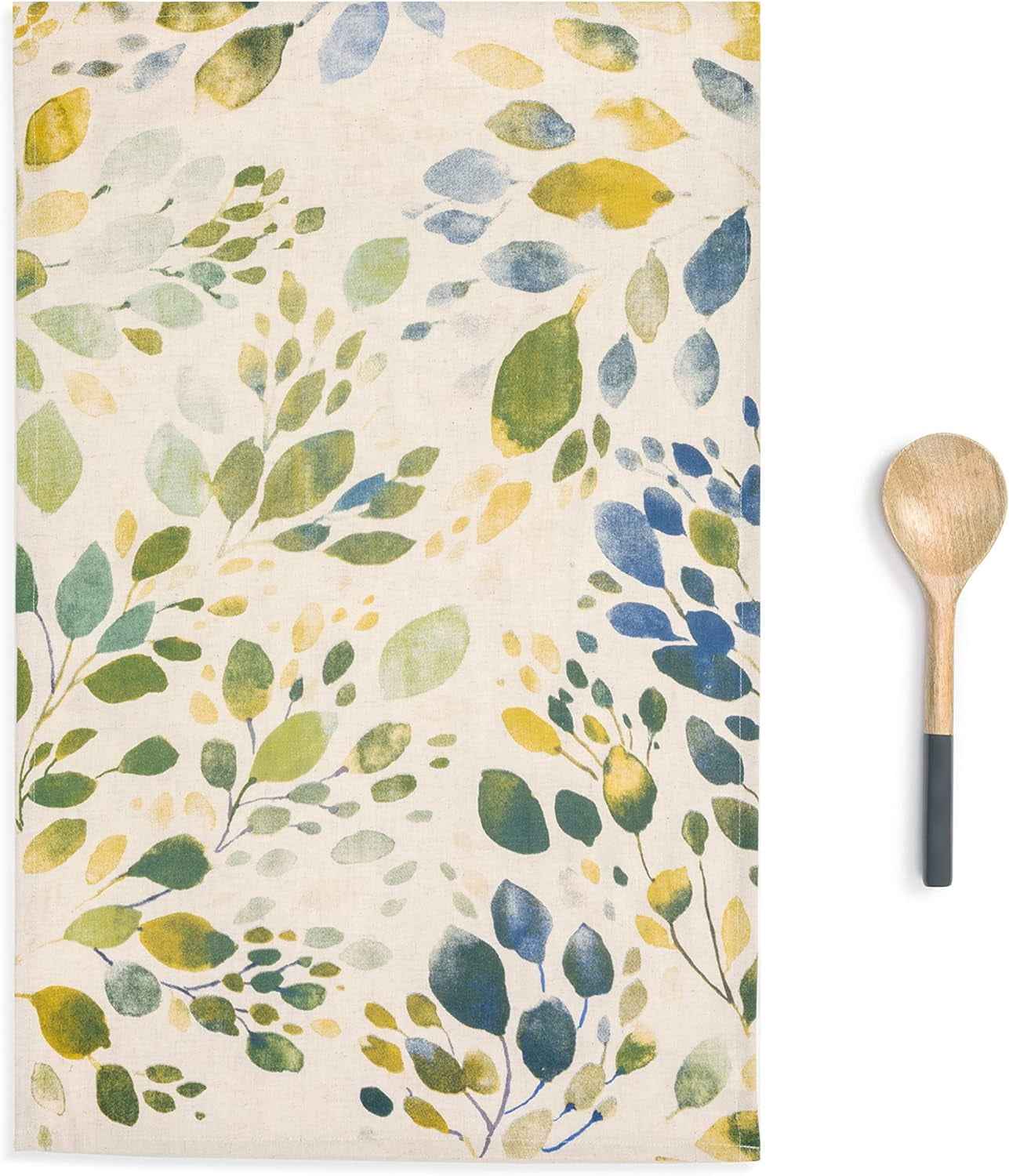Spring Leaves Green and Blue 28 x 17 Cotton Fabric Kitchen Towel and ...
