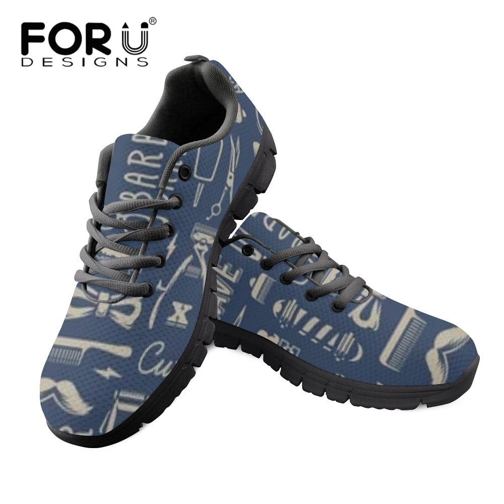 Spring Leisure Sneakers for Ladies Barber Pattern Flats Lace Up Shoes ...