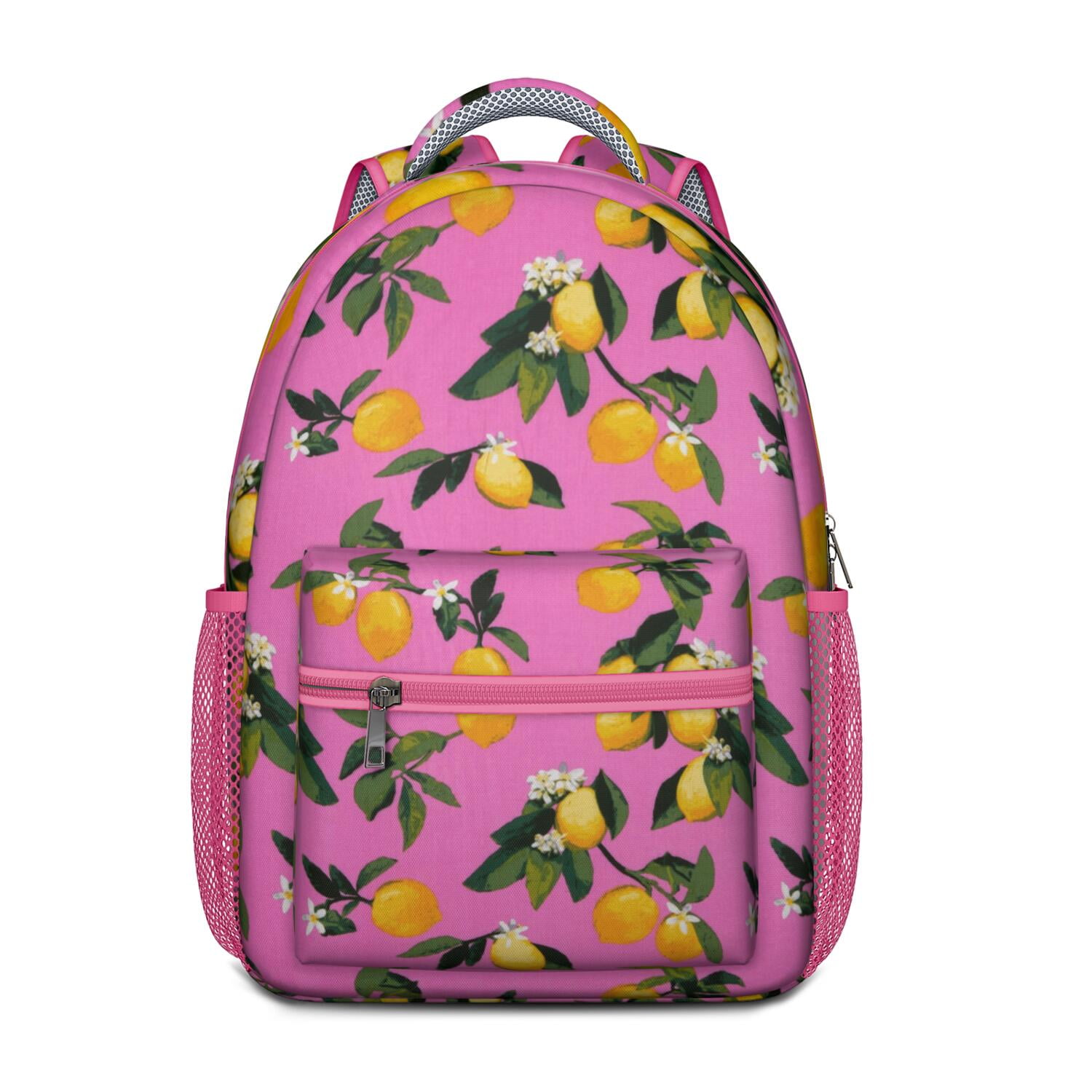 Spring Lemon Print Student Backpack - Organized Storage & Comfortable ...
