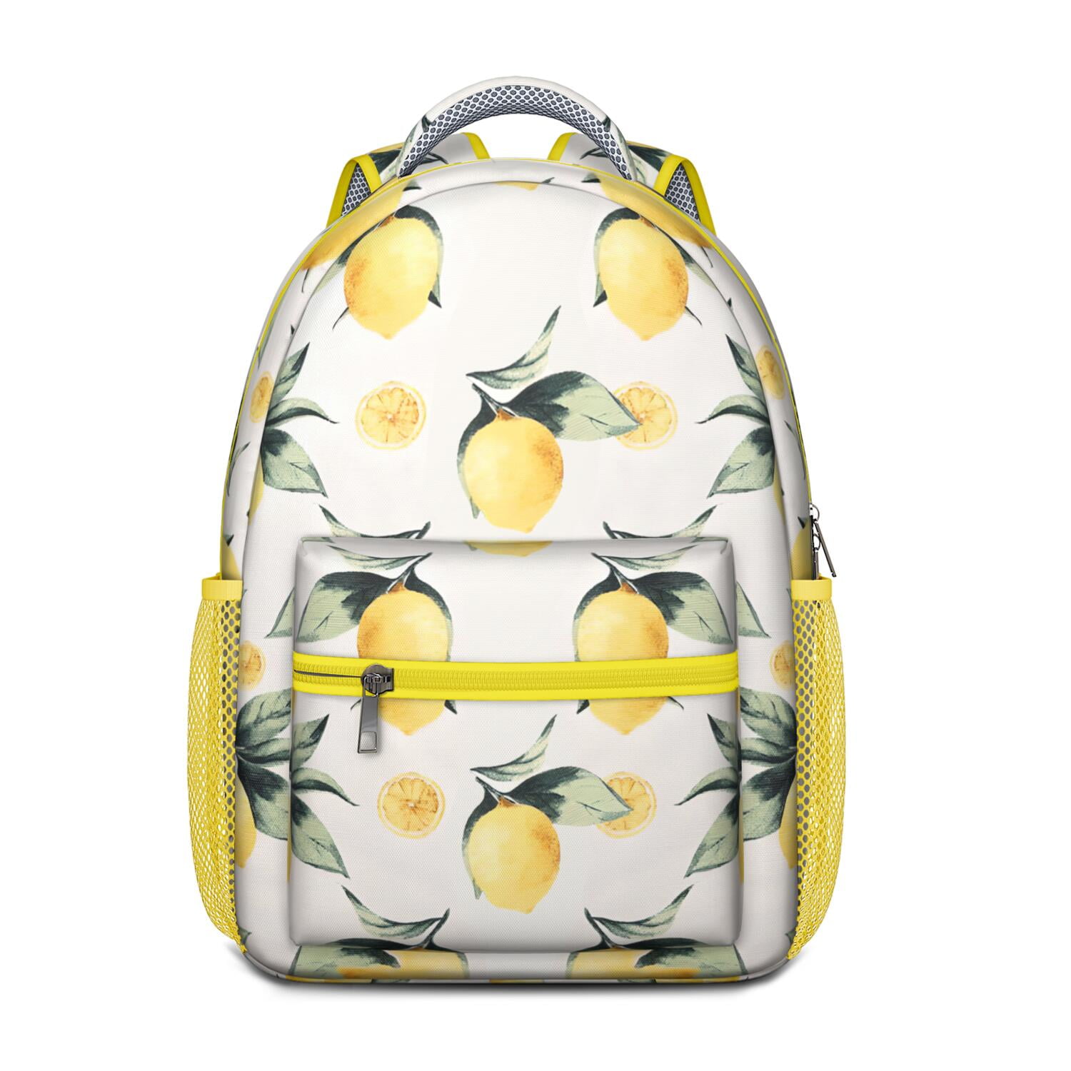 Spring Lemon Print Student Backpack - Organized Storage & Comfortable ...