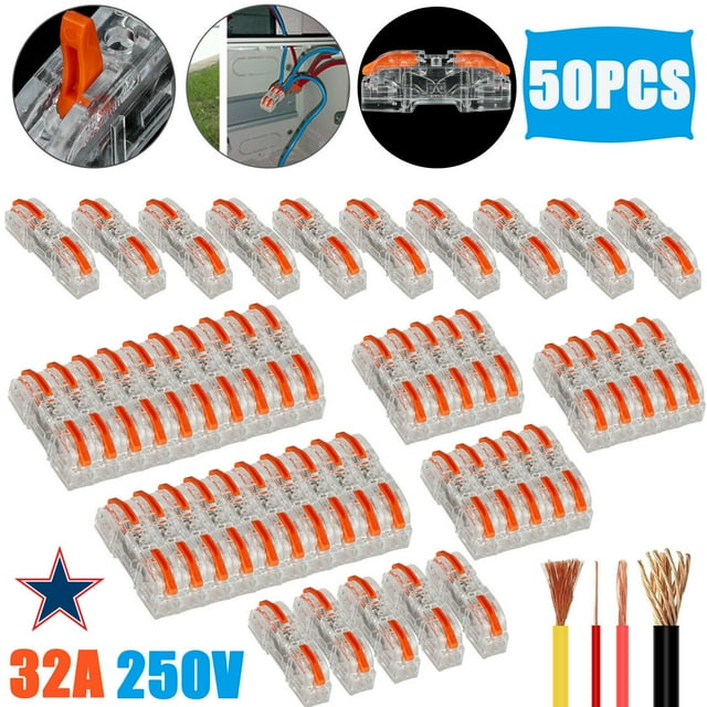 Spring Lever Nut Terminal Block Electric 28-12AWG DIY Wire Cable ...