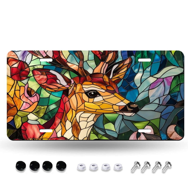 Spring Like Pattern Of Spring Deer License Plate Frame, Decorative ...