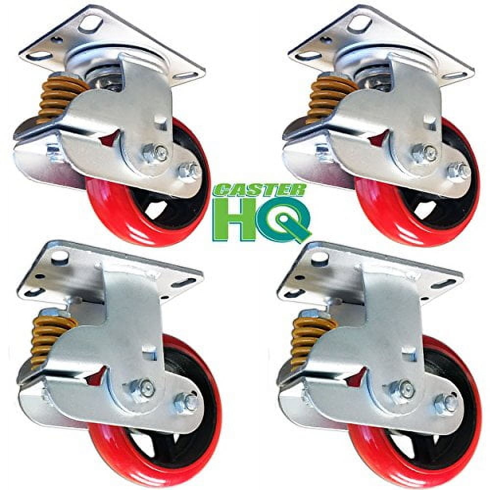 Spring Loaded Caster Set - 6" x 2" Super Shock Absorber - 2 Swivel ...