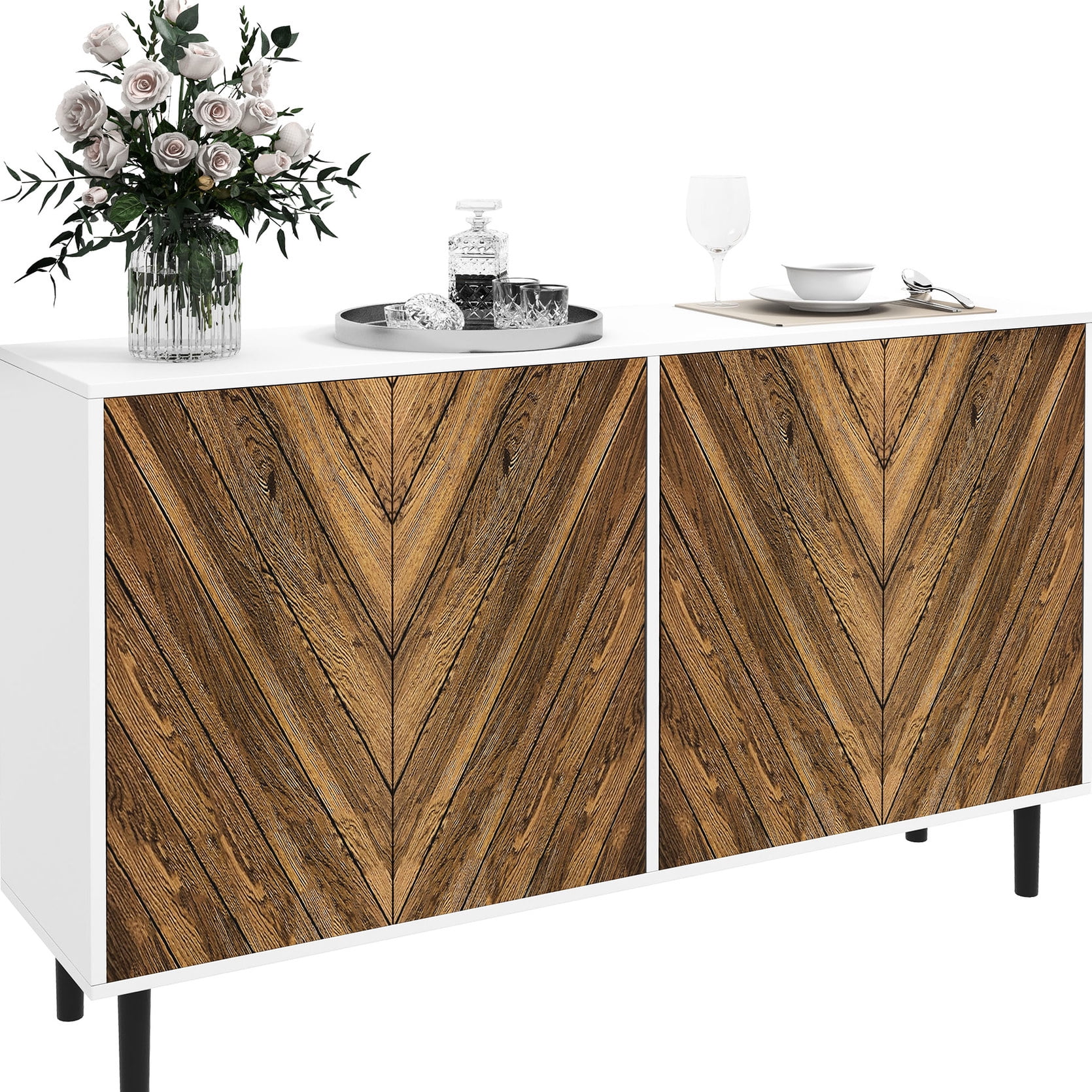 Spring-Loaded Doors for Clean Look / Efficient Kitchen Buffet Cabinet ...