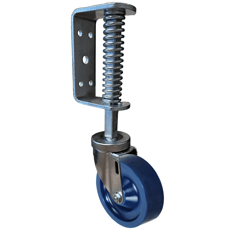 Spring Loaded Gate Caster | 350 lbs Capacity | 4" Solid Poly Wheel ...