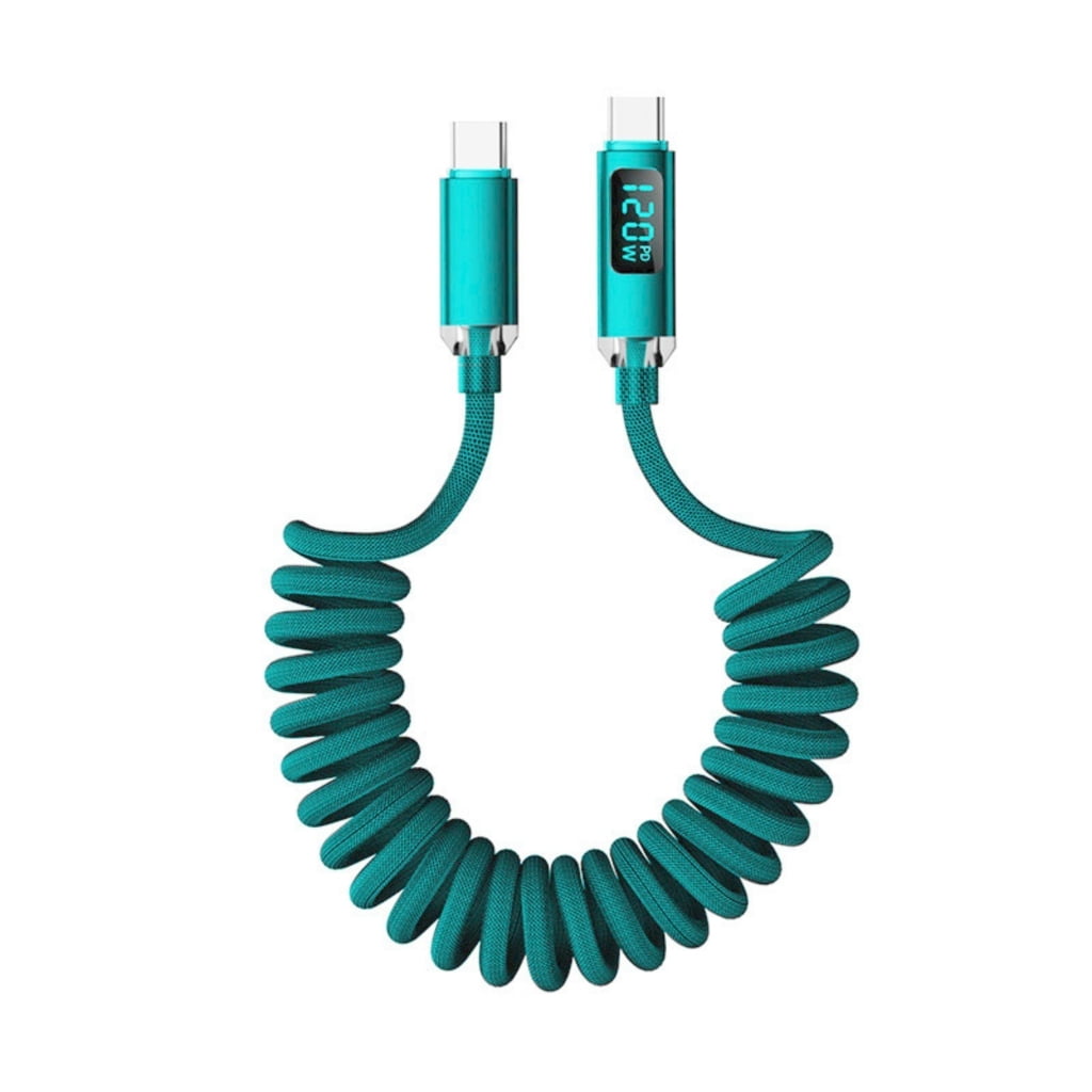 Spring Loaded USB C Charging Cord 120W Highly speed Power Delivery ...
