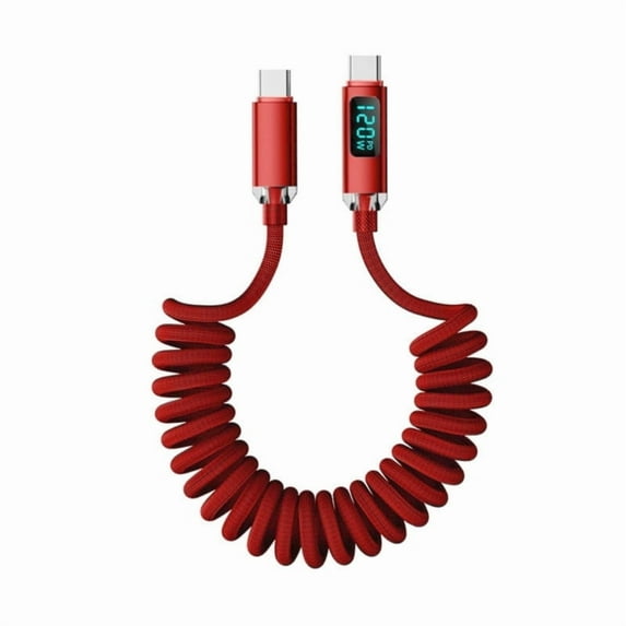 Spring Loaded USB C Charging Cord 120W Highly speed Power Delivery ...