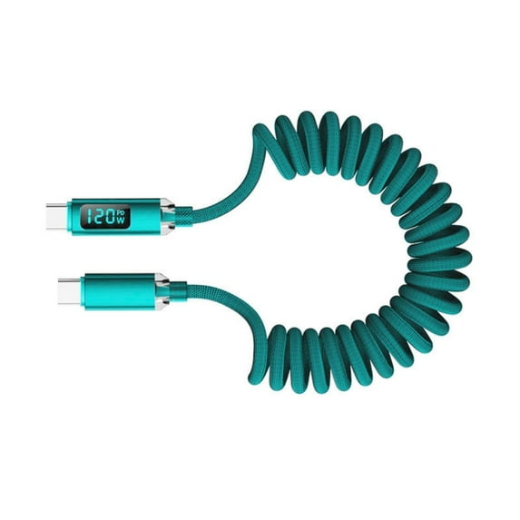 Spring Loaded USB C Charging Cord 120W Highly speed Power Delivery ...