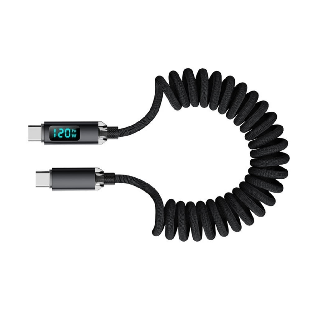 Spring Loaded USB C Charging Cord 120W Highly speed Power Delivery ...