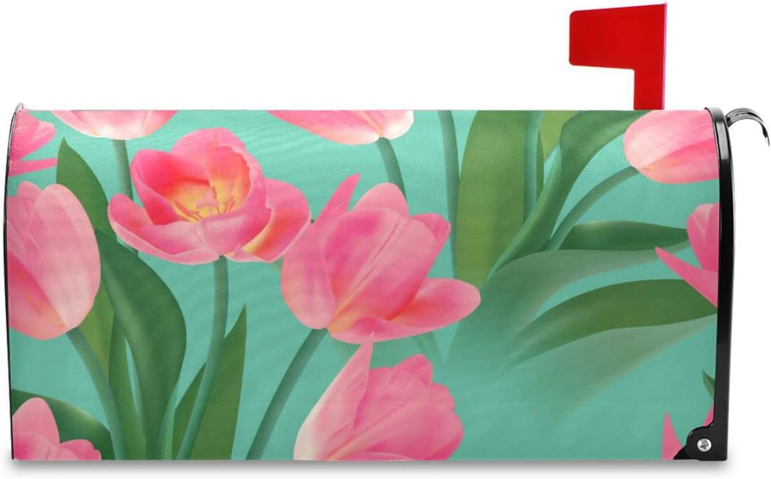 Spring Mailbox Covers, Cute Pink Tulips Mailbox Covers Oxford Cloth ...