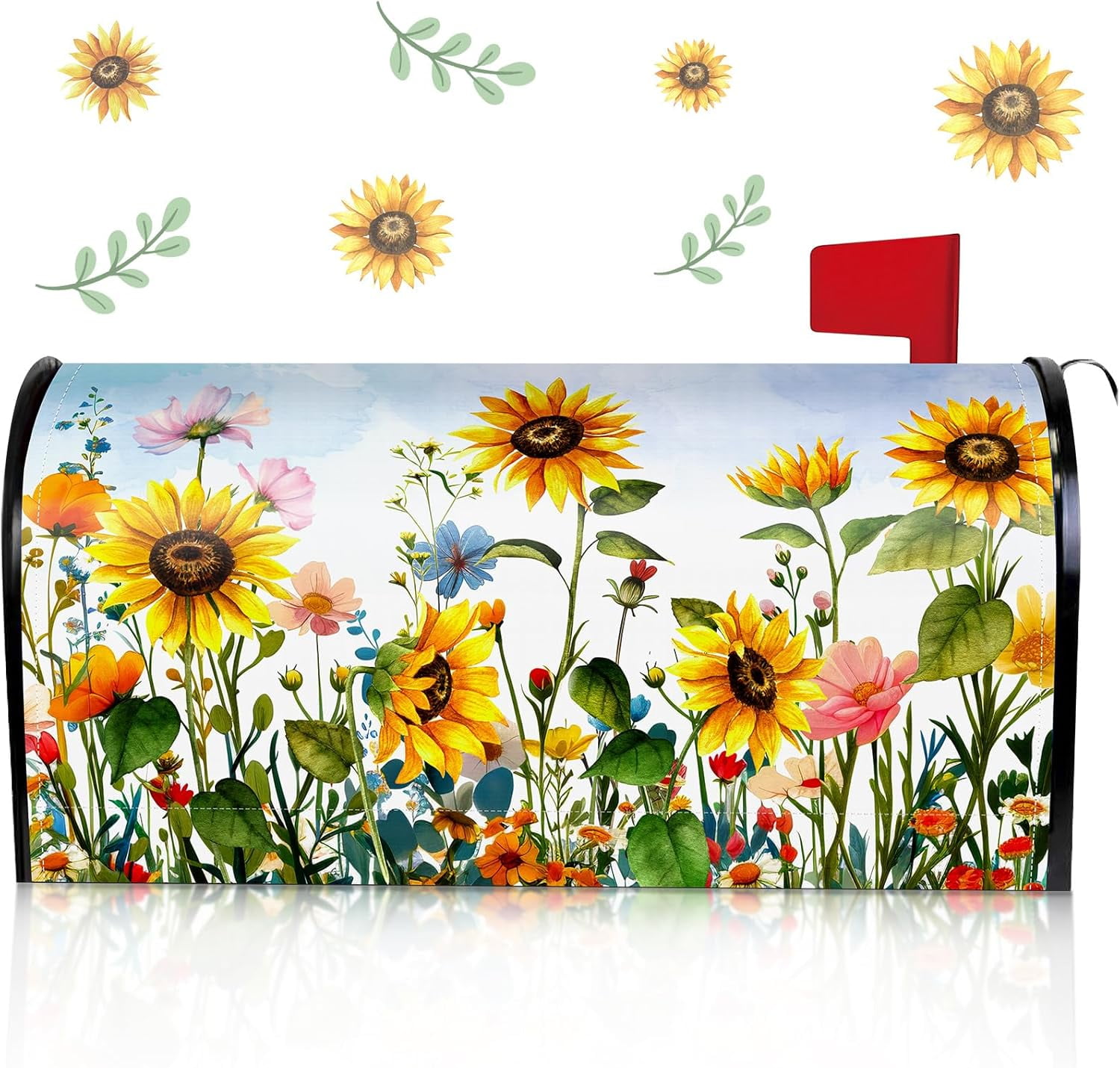 Spring Mailbox Covers Magnetic Flowers Mailbox Wrap Rustic Floral Post ...
