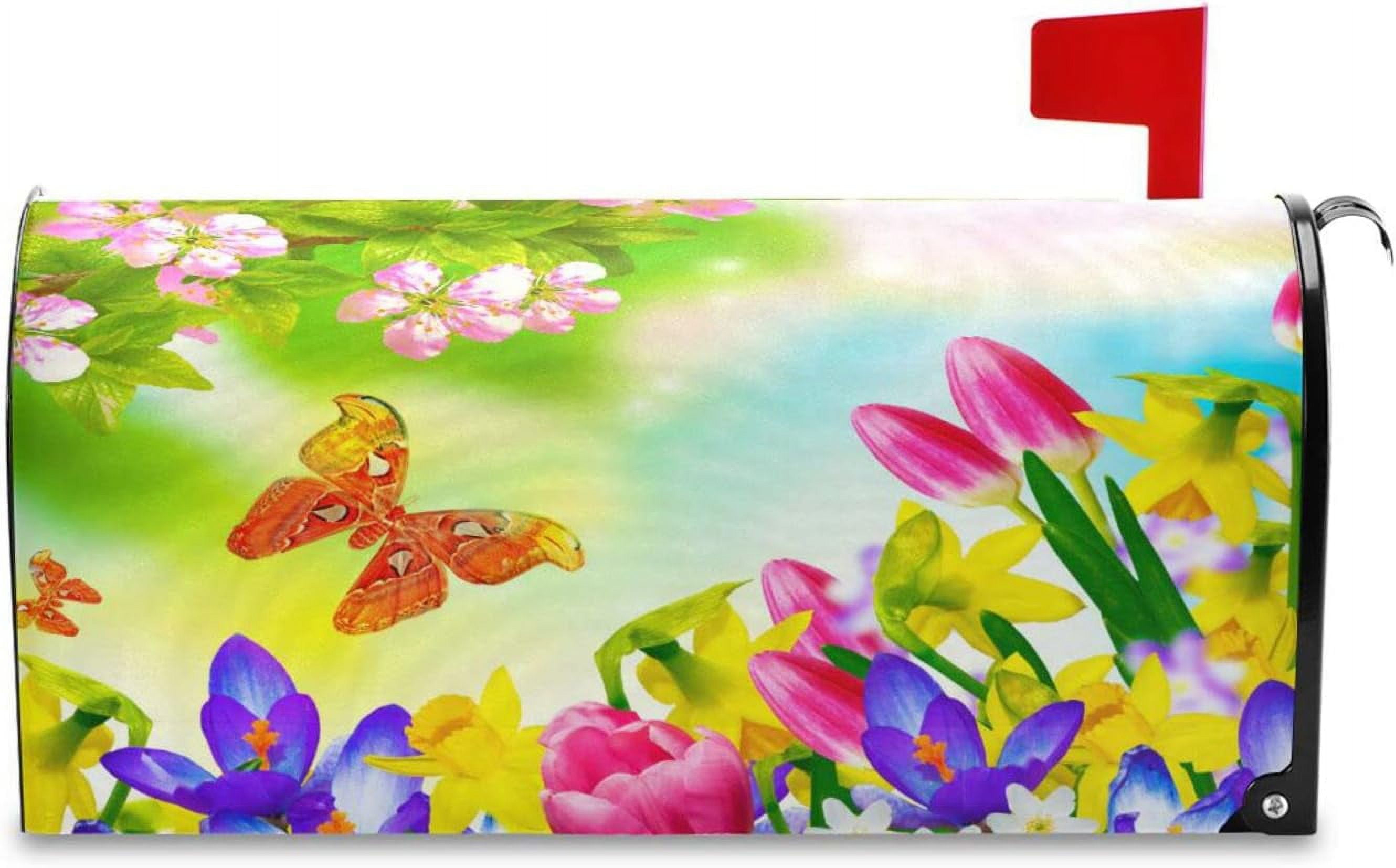 Spring Mailbox Covers, Spring Flowers Butterfly Mailbox Covers Oxford ...