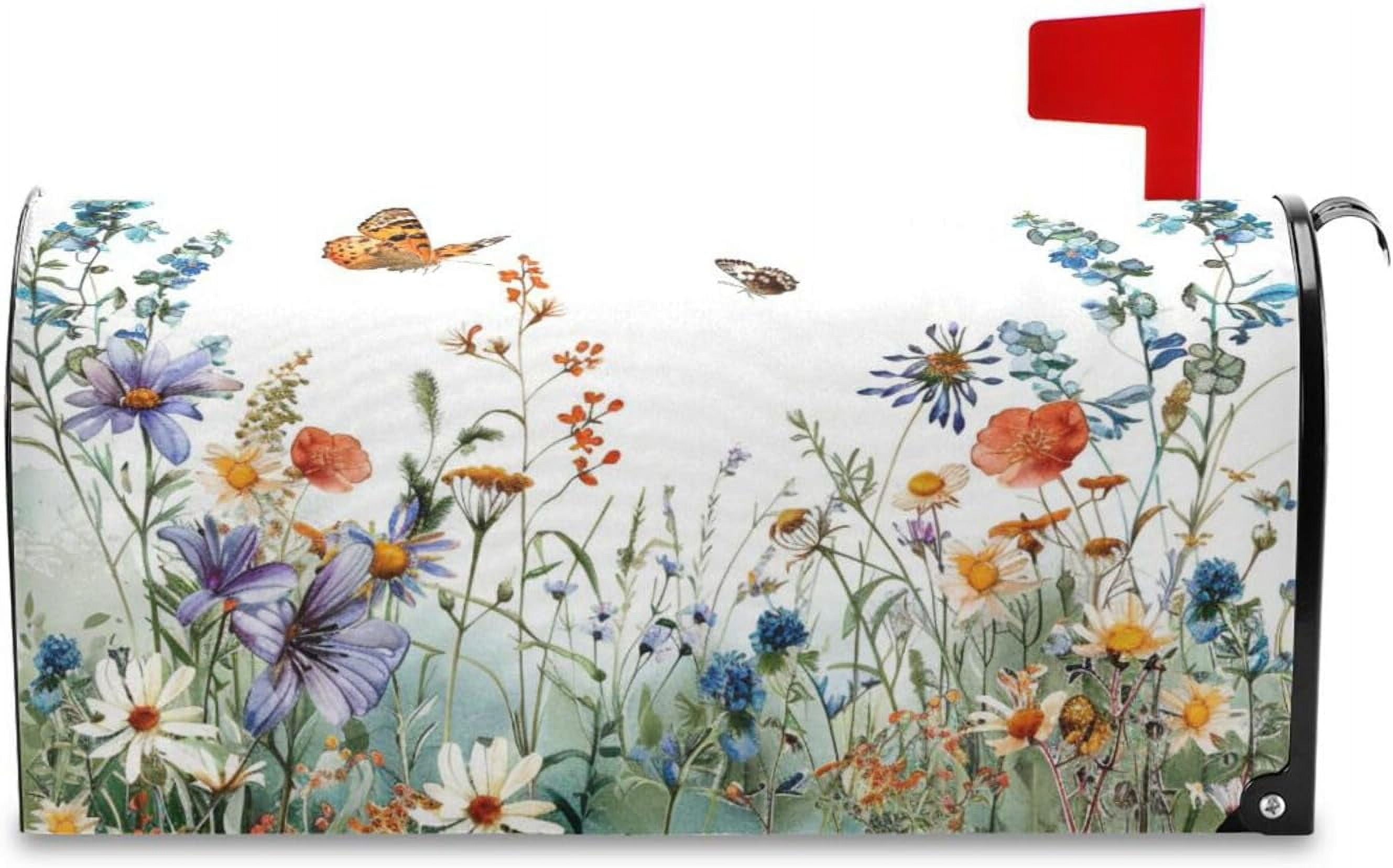 Spring Mailbox Covers, Wildflowers Butterflies Botanical Mailbox Covers ...