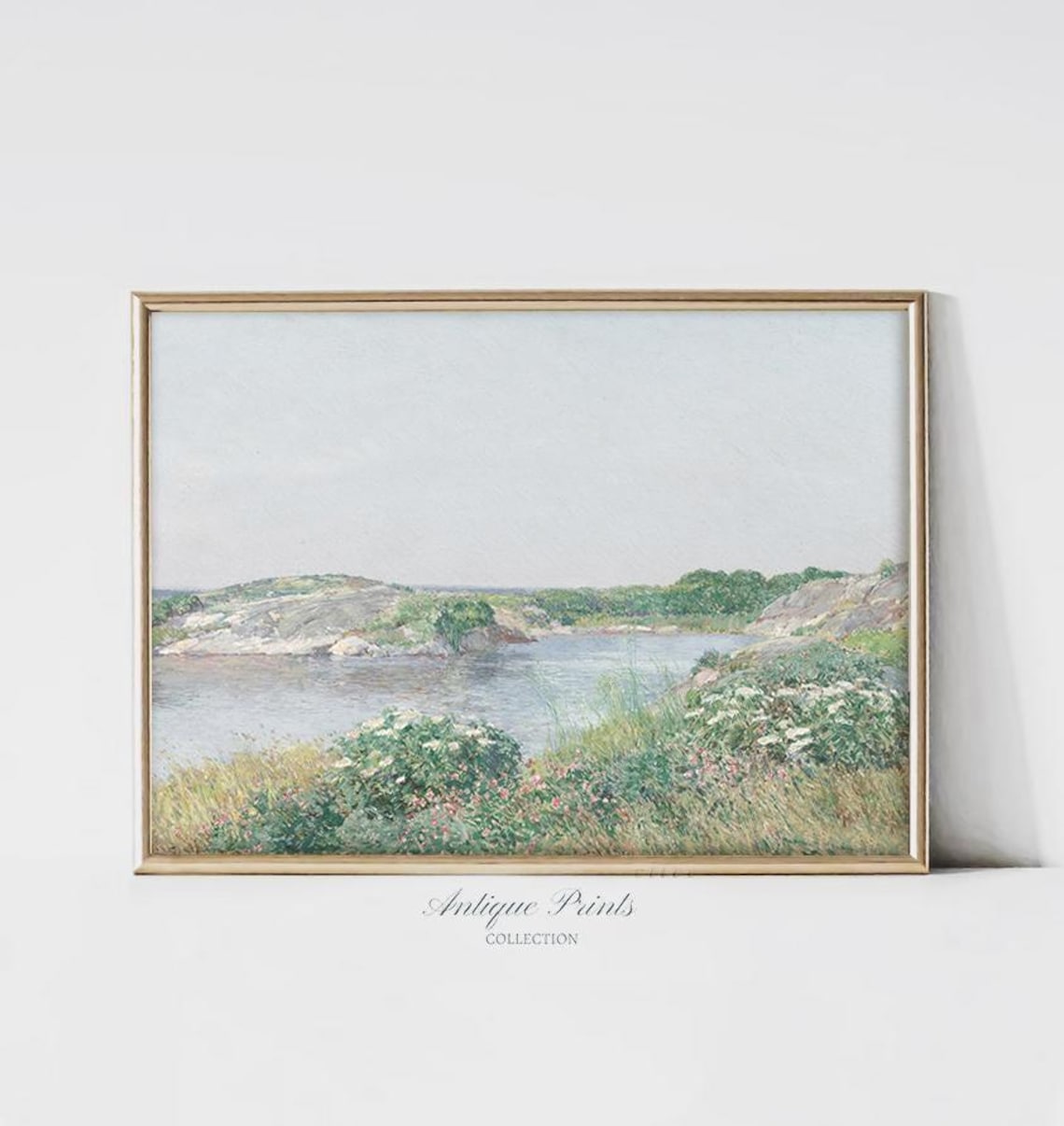 Spring Meadow, Vintage Country Landscape, Lake Wall Art, Spring Field ...
