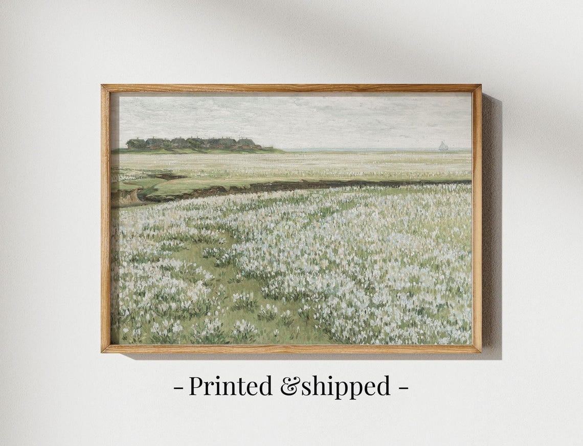 Spring Meadow, Vintage Landscape Poster, Country Field, Meadow Art ...