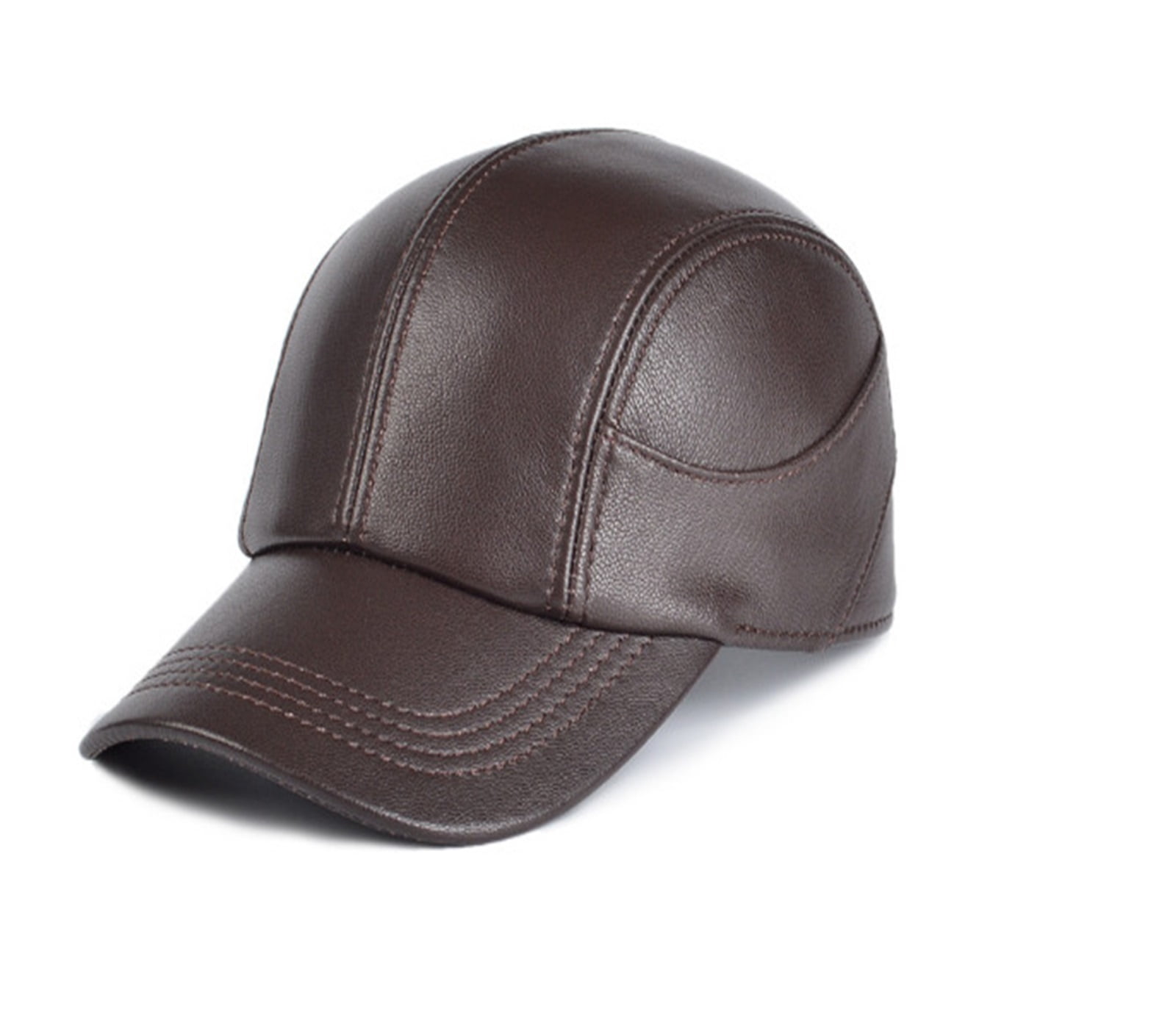 Spring Men Brown/Black Color Real Leather Baseball Caps Sheepskin Men ...