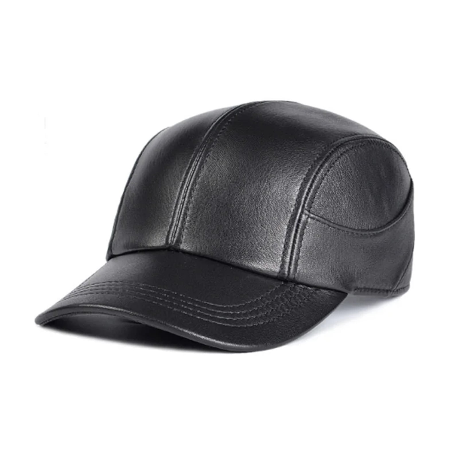 Spring Men Brown/Black Color Real Leather Baseball Caps Sheepskin Men ...