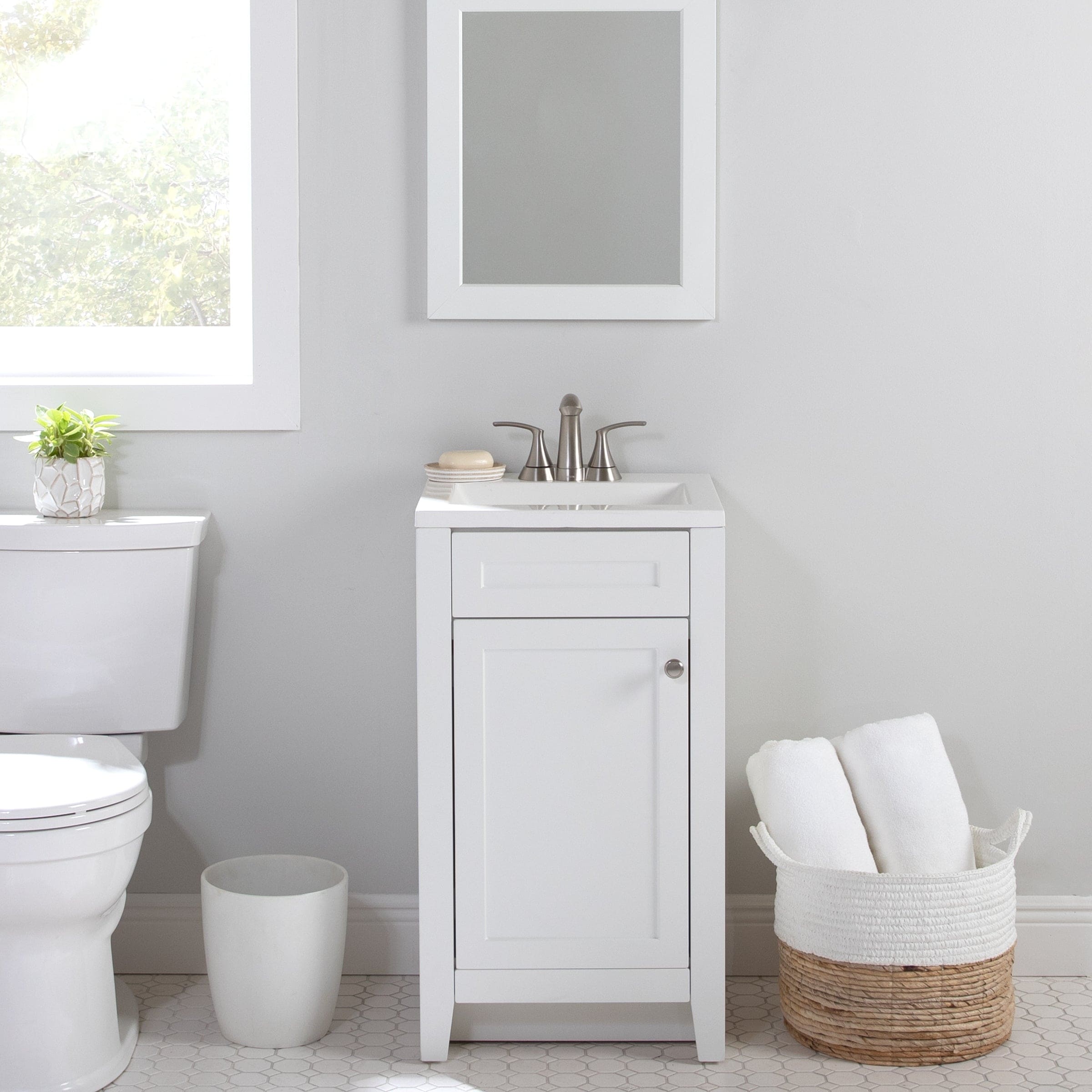 Spring Mill Cabinets Wyre 18" 1-Door Bathroom Vanity With White Sink ...