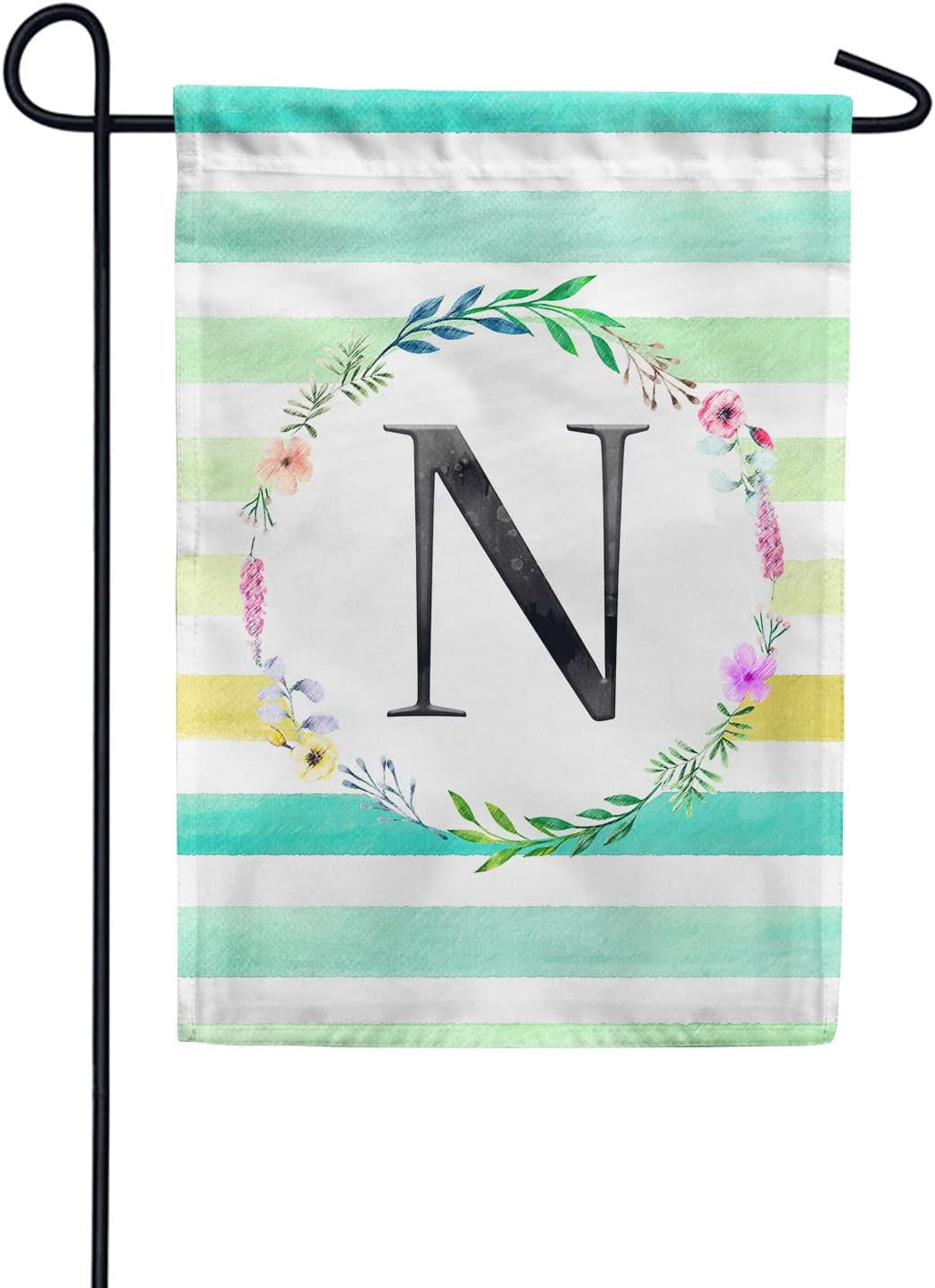 Spring Monogram Garden Flag Letter N Double Sided Vertical Outdoor ...