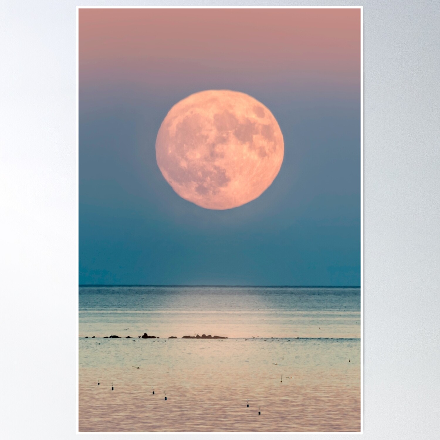 Spring Moonrise Poster Wall Art, Modern Wall Decor, 8x12 UNFRAMED ...
