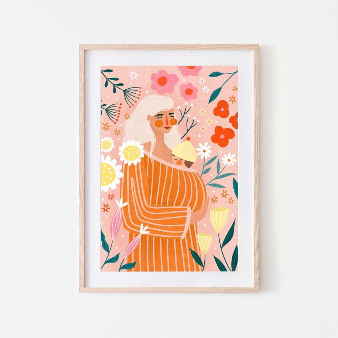 Spring Mum, Motherhood Art Print, New Mum Poster, Woman Midwife Print ...